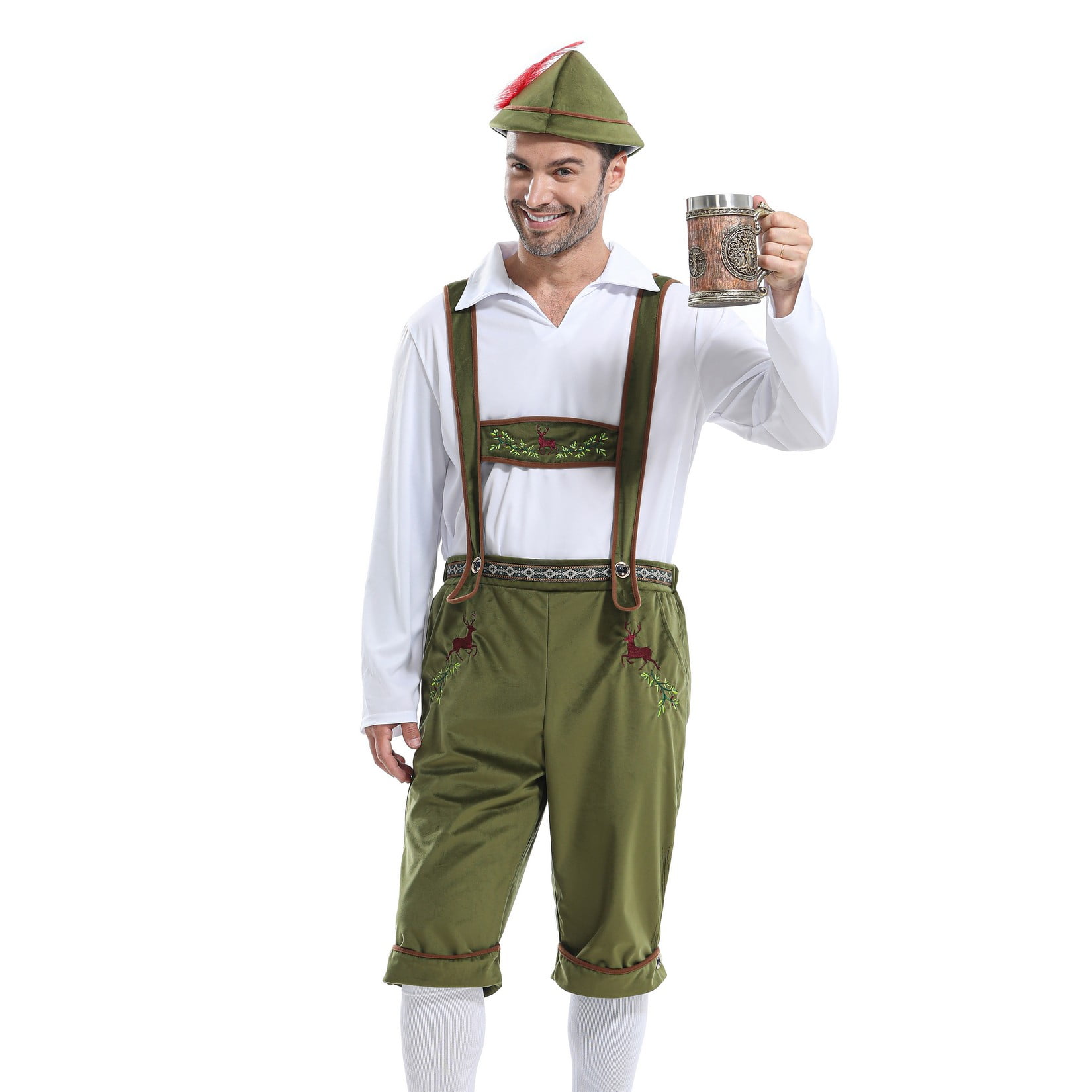 SWSMCLT Men's 3 Piece Outfit Lederhosen Adjustable Outfit Beers ...