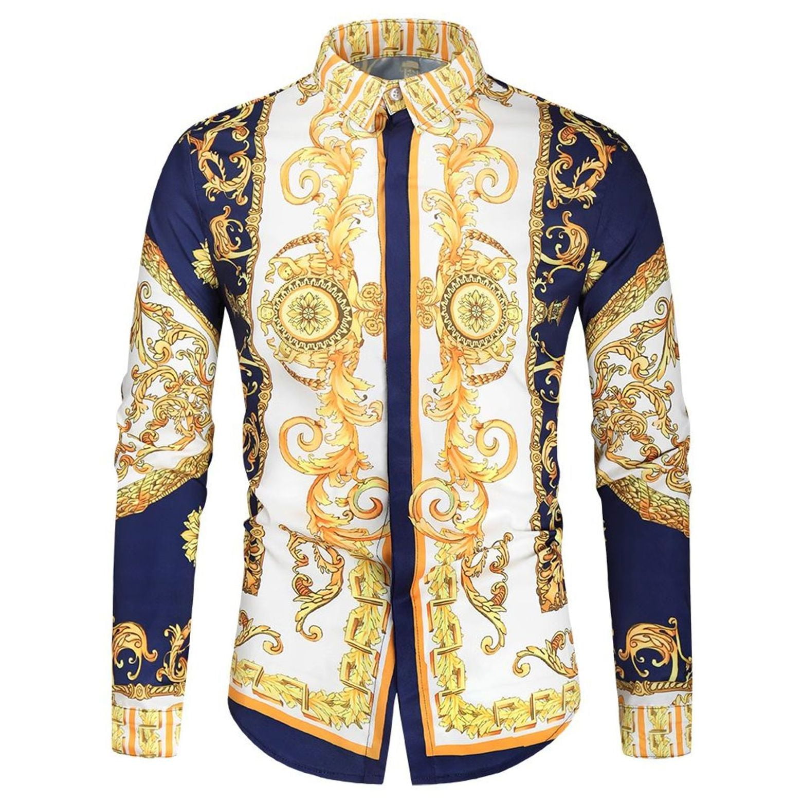 SWSMCLT Men's Arab Button Down Shirt Band Collar Button Cuffs Tail Hem ...