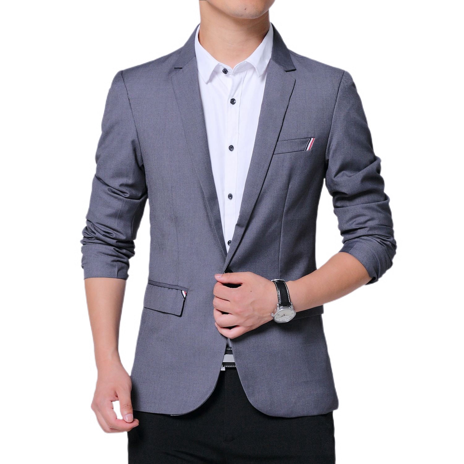 SWSMCLT Men's Business Long Sleeve Slim Fit Suit Jacket Casual Blazer ...