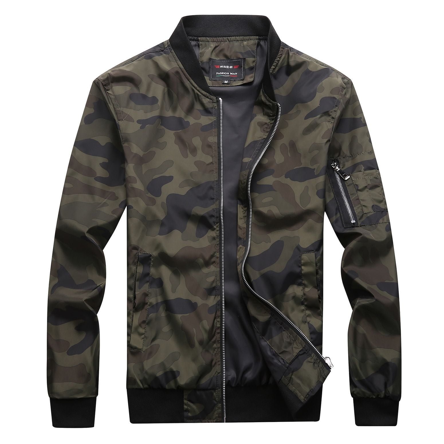 SWSMCLT Men's Fall Top Full Zip Jacket Military Mock Neck Jackets ...