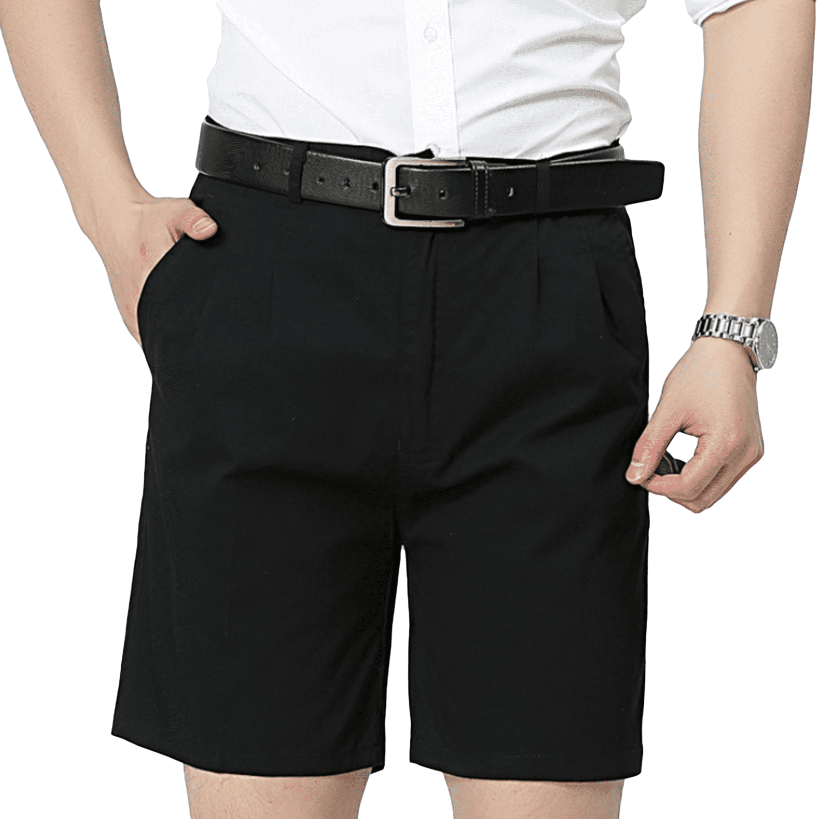 SWSMCLT Men's Casual Chino Short Work Mid-thigh Flat Front Dress Shorts ...
