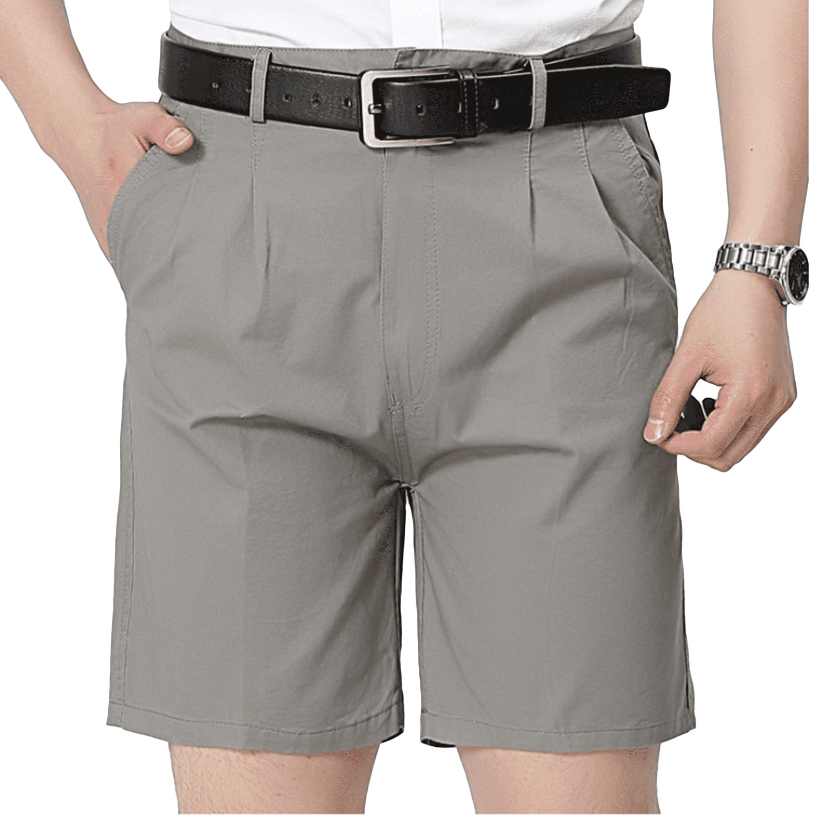 SWSMCLT Men's Casual Chino Short Work Mid-thigh Flat Front Dress Shorts ...