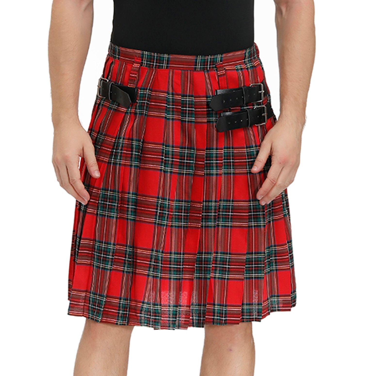 SWSMCLT Men's Kilt Pleated Vintage Basic Fashion Kilt Utility Scottish ...