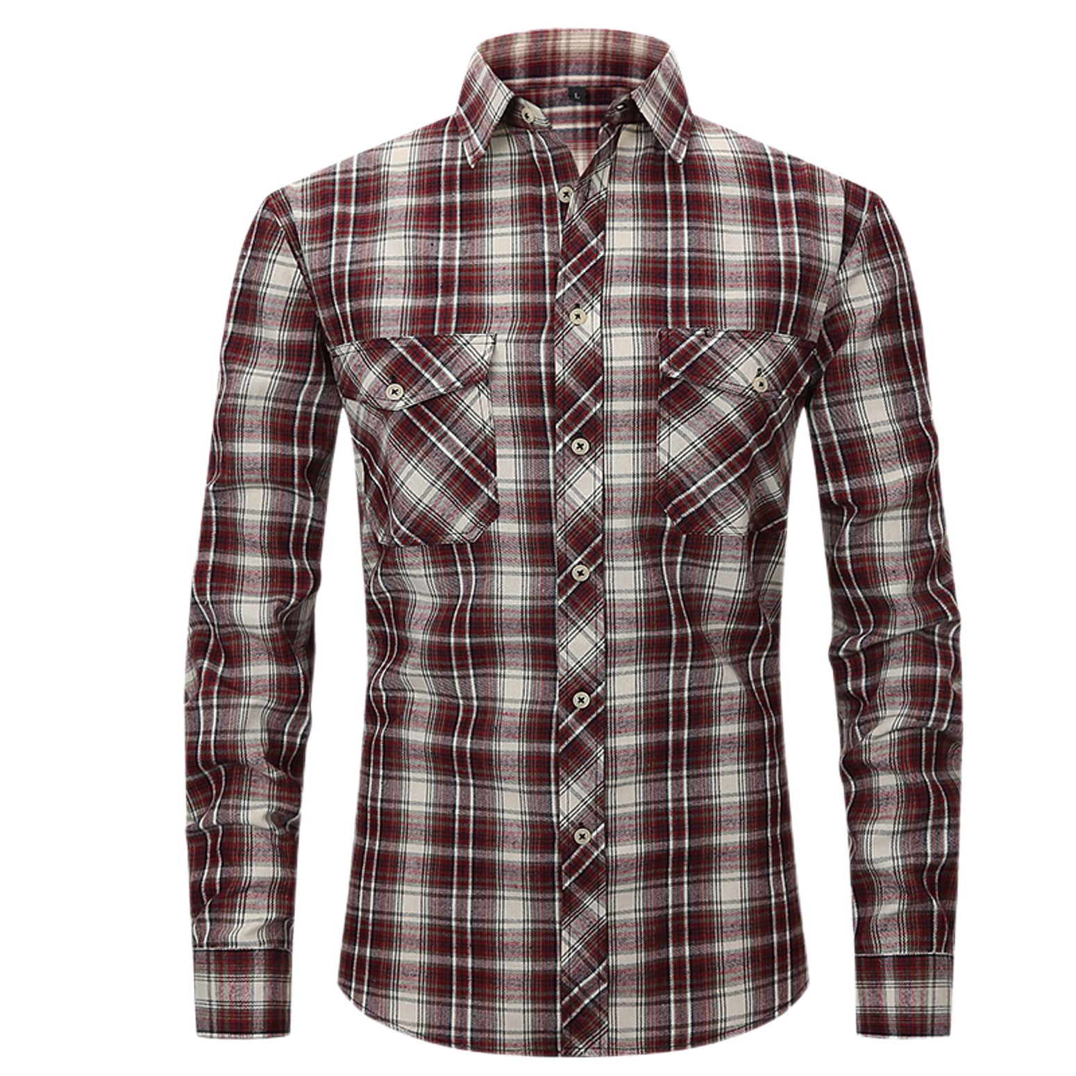 SWSMCLT Men's Plaid Shirt Western Top Summer Long Sleeve Flannel Shirt ...