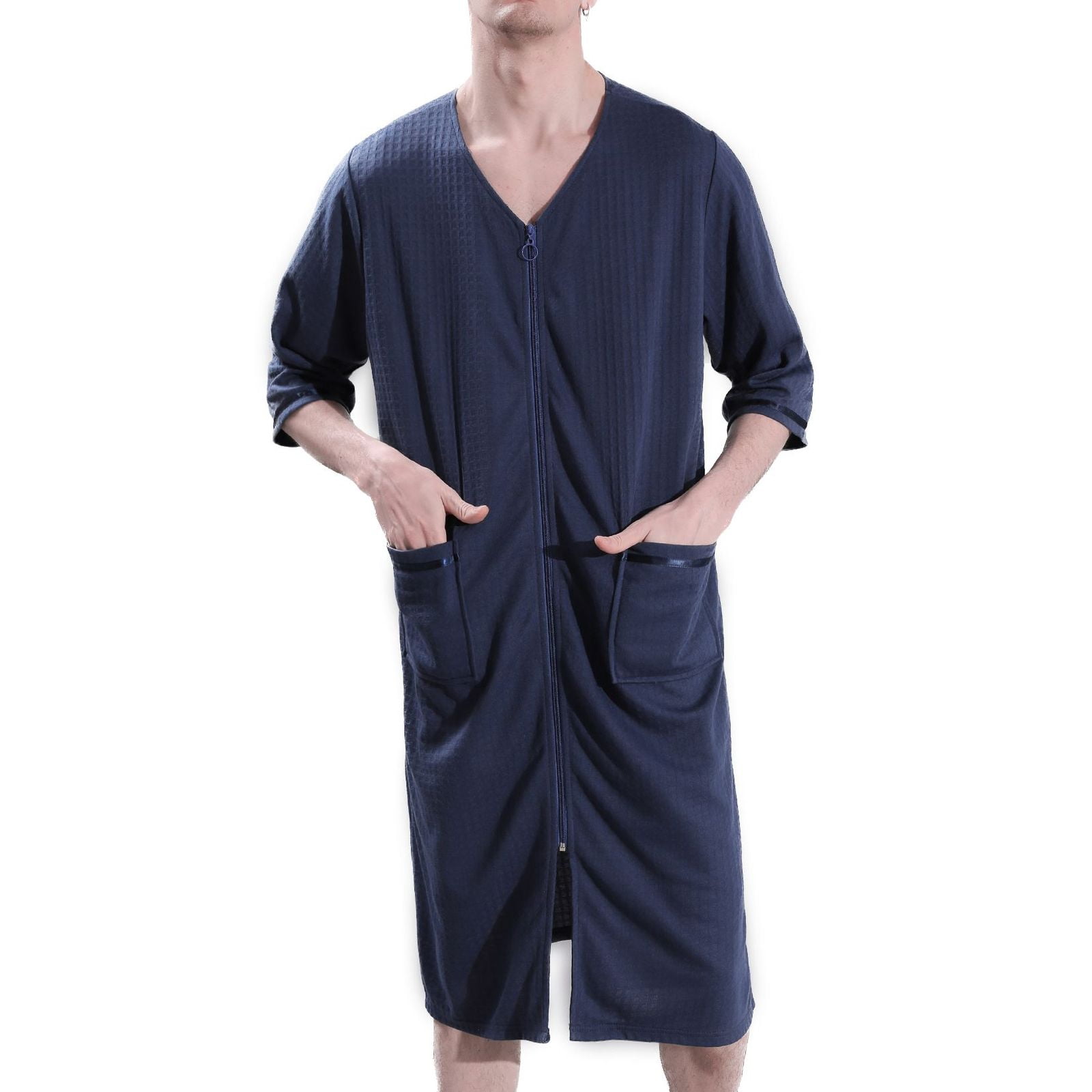 SWSMCLT Men's Soft House Coat Summer Robe Waffle Housecoat Cool Knee ...