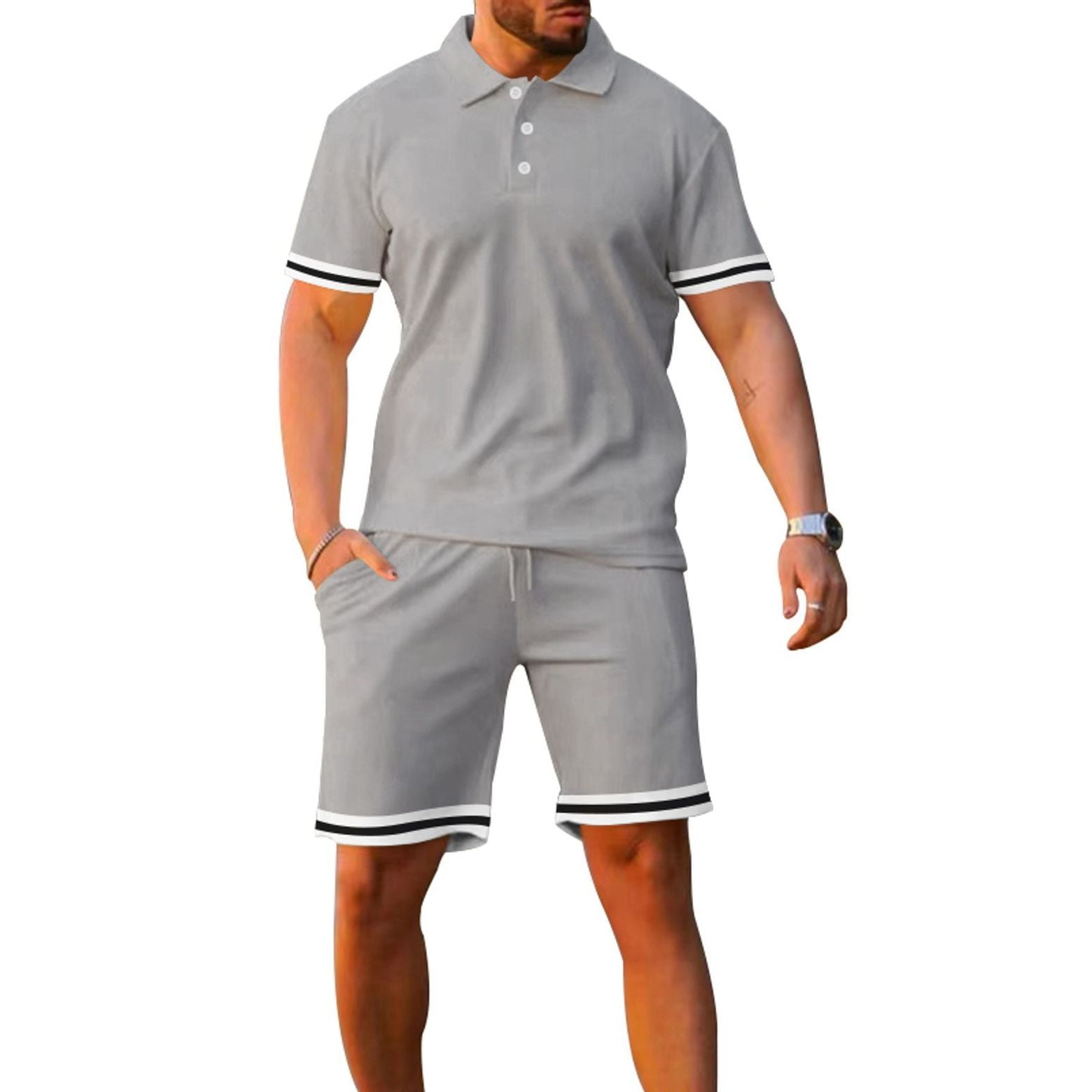 SWSMCLT Men's Summer Tracksuit Fall Short Sleeve Spring Elastic Waist ...
