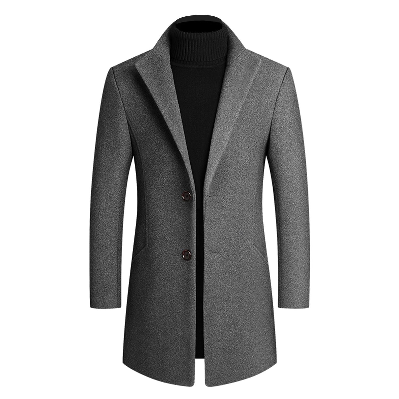 SWSMCLT Men's Wool Blend Coat Slim Fit Pea Coats Winter Coat Jacket ...