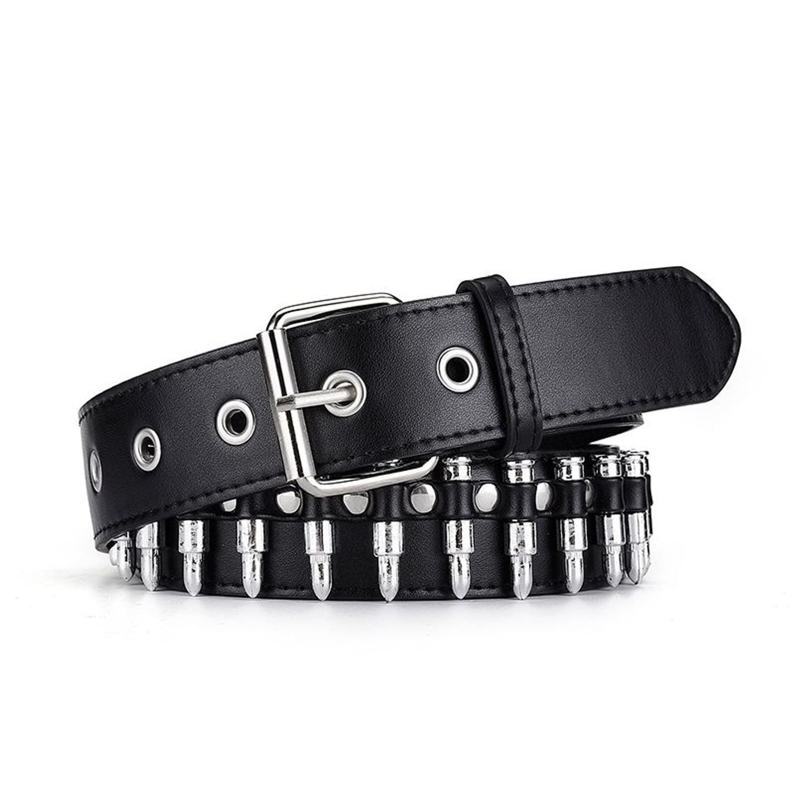 SWSMCLT Unisex Faux Metal Bullet Rivet Belts for Women/Men Studded Faux ...