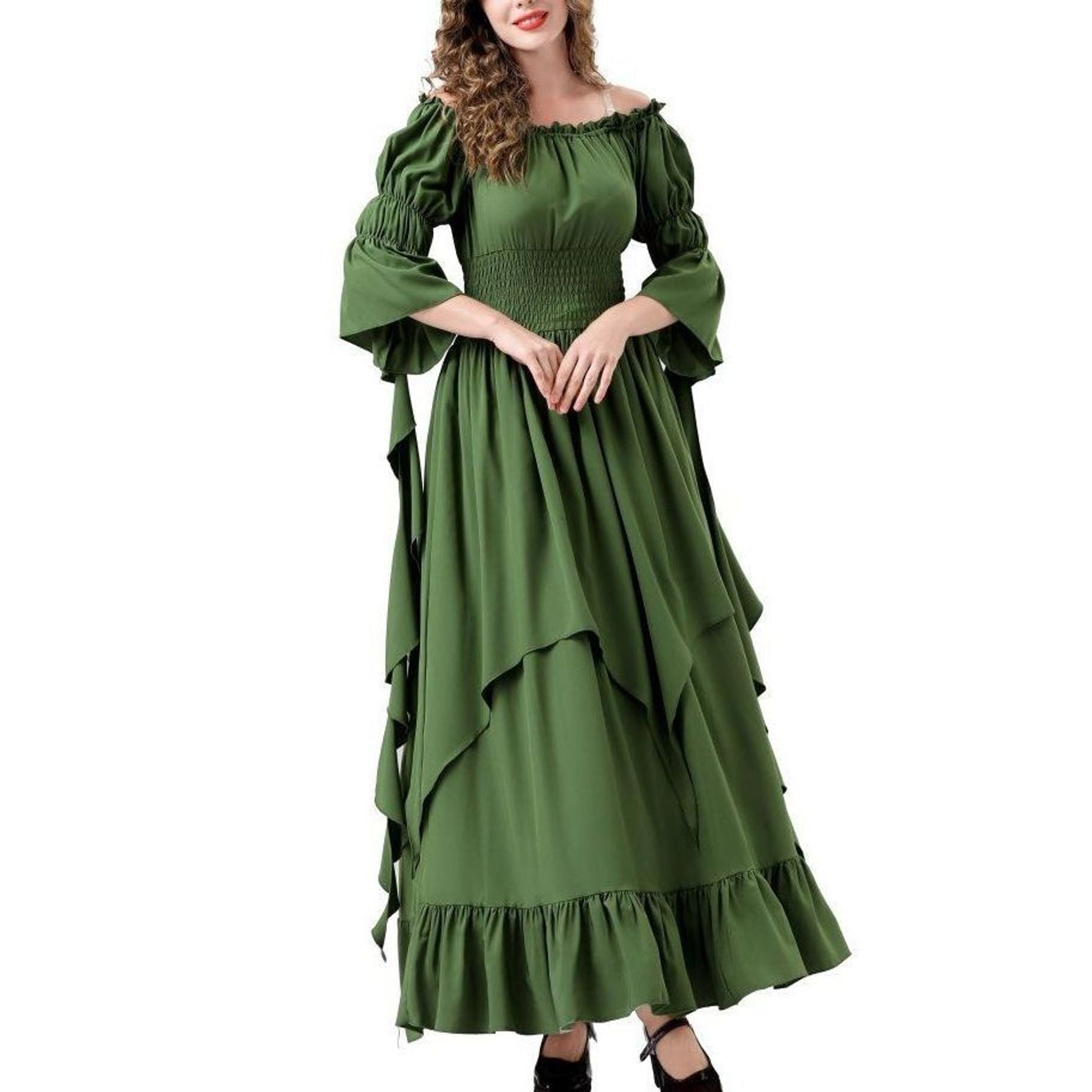 SWSMCLT Women's Acting Renaissance Dresses Bunched Chic Classic Ankle ...