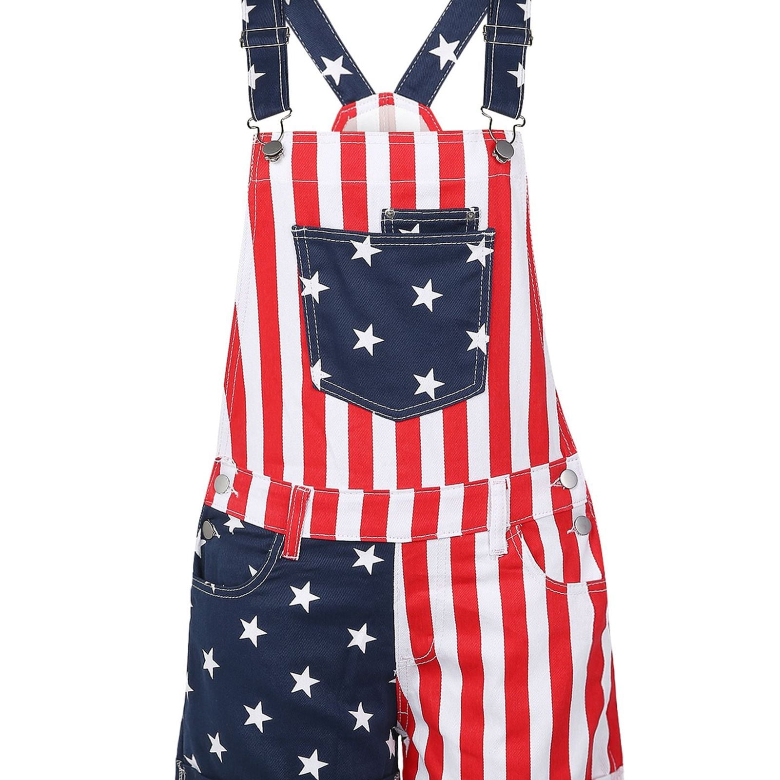 SWSMCLT Women's American Flag Overalls Funny Summer Patriotic Jumpsuit ...