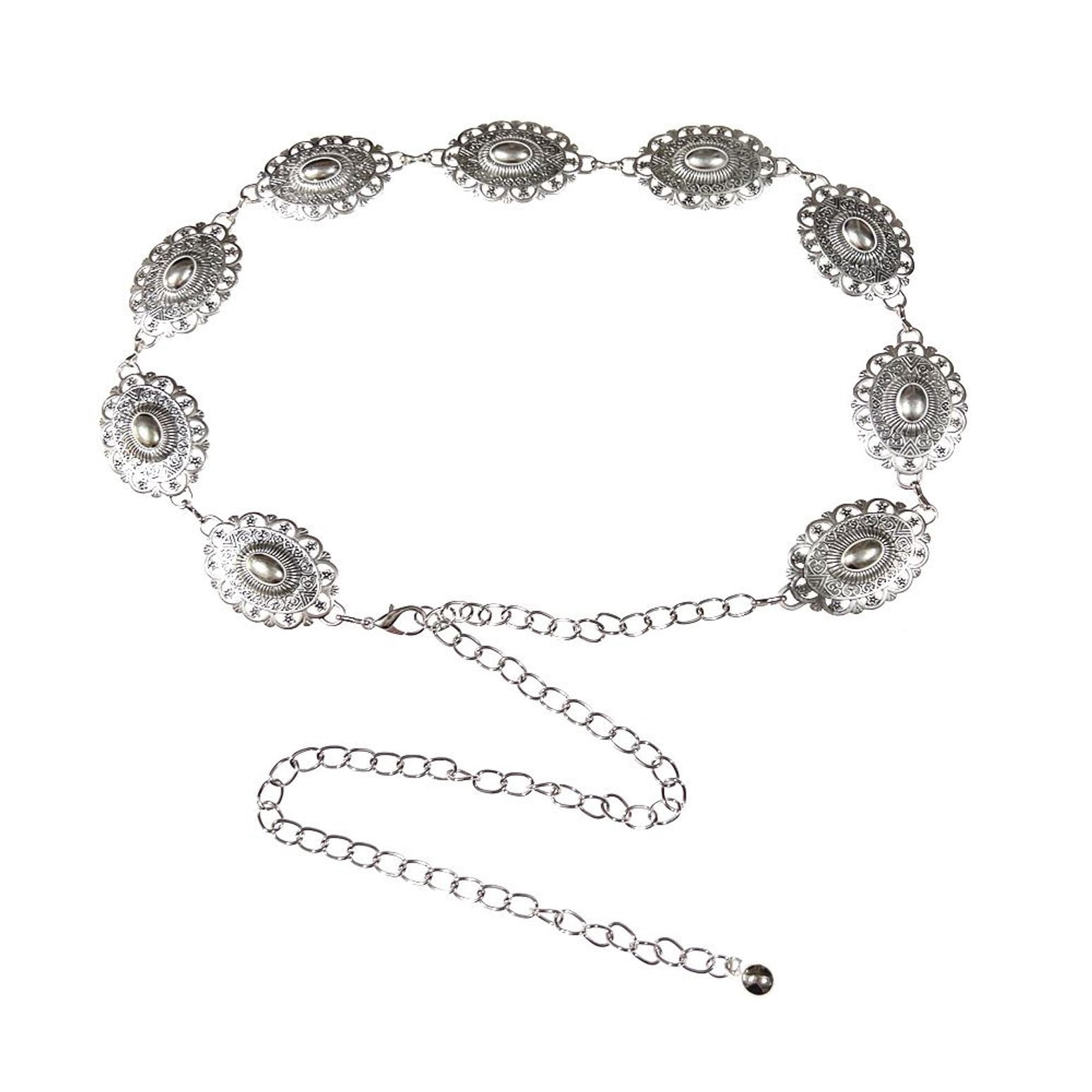 SWSMCLT Women's Banquet Adjustable Chain Belt Cut Out Metal Buckle ...