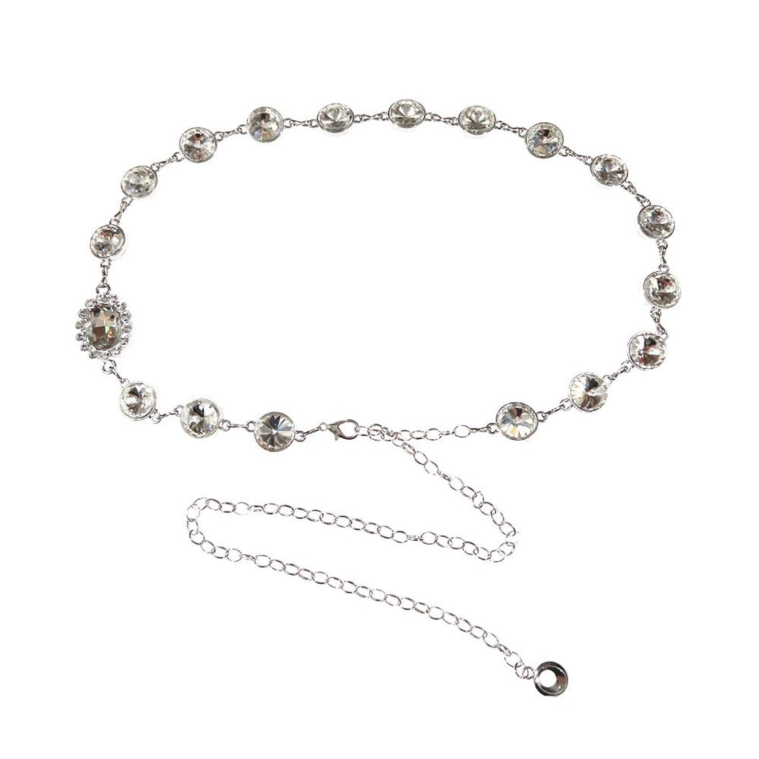 SWSMCLT Women's Banquet Adjustable Chain Belt Cut Out Metal Buckle ...