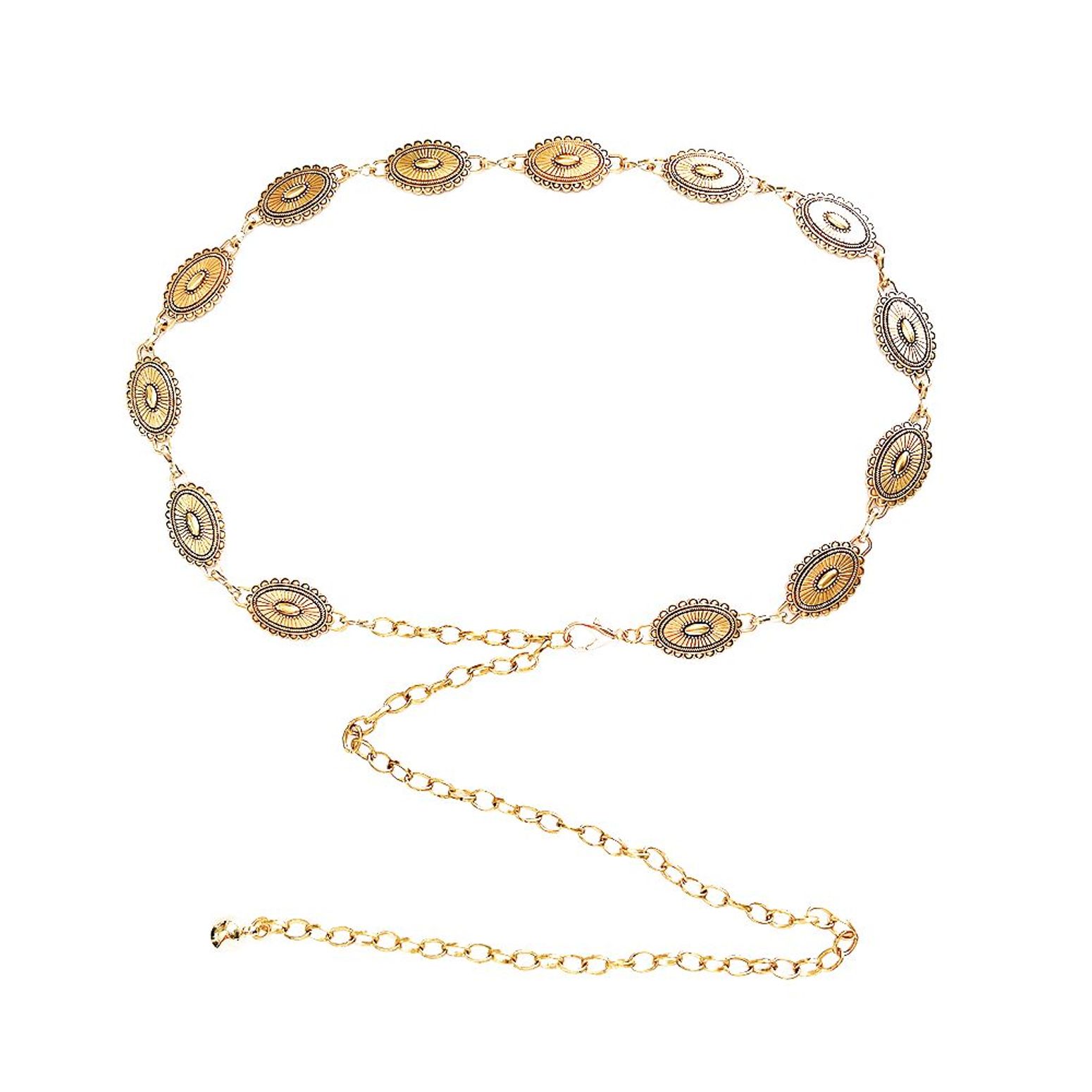 SWSMCLT Women's Banquet Adjustable Chain Belt Cut Out Metal Buckle ...