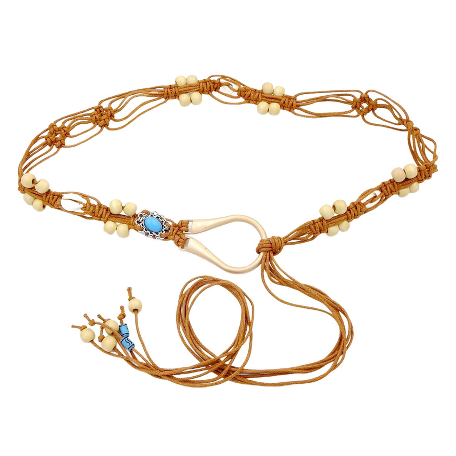 SWSMCLT Women's Beaded Belt All Seasons Bohemian Braided Fringe Braid ...