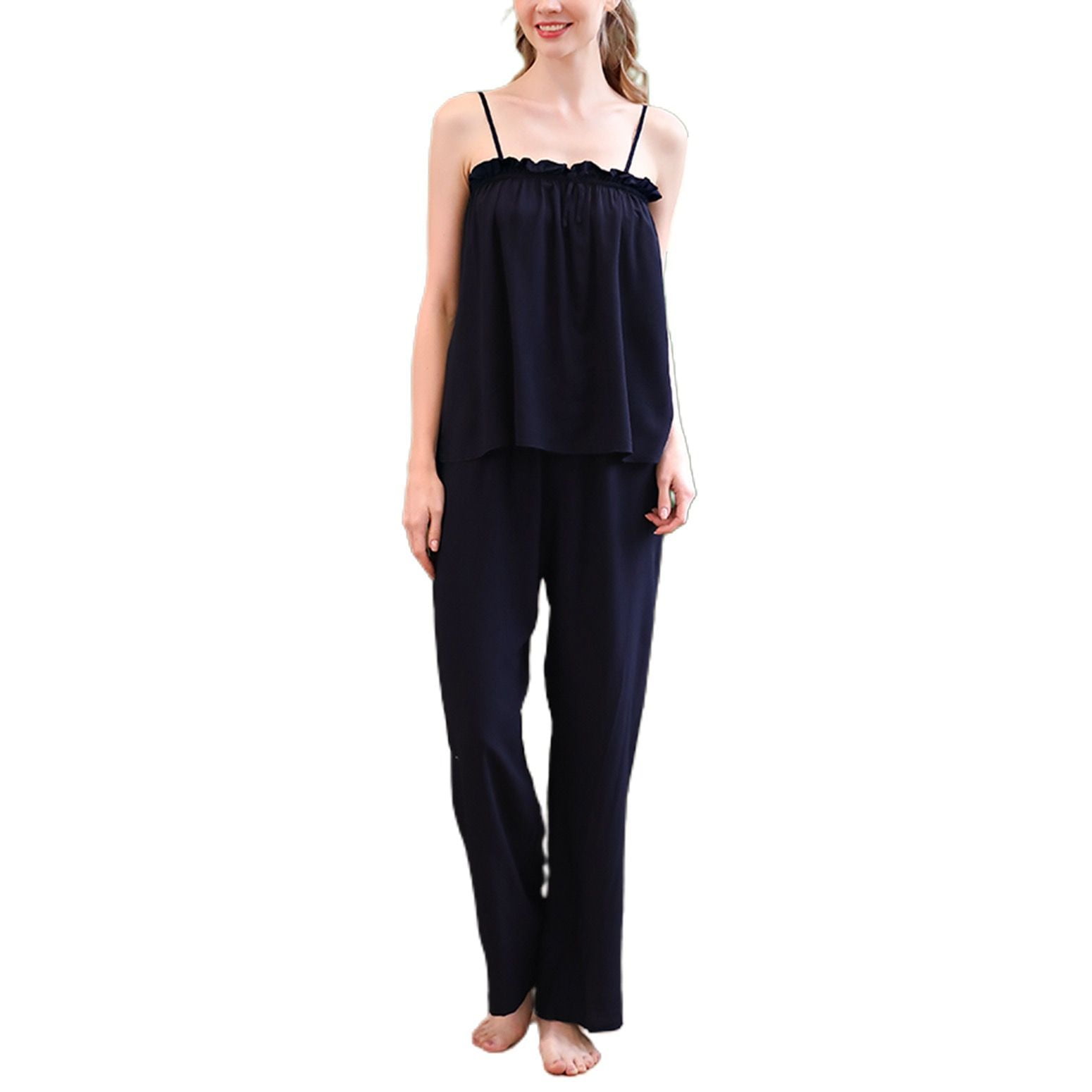 SWSMCLT Women's Billowy 2 Piece Set Bunched Lounge Set Elastic ...
