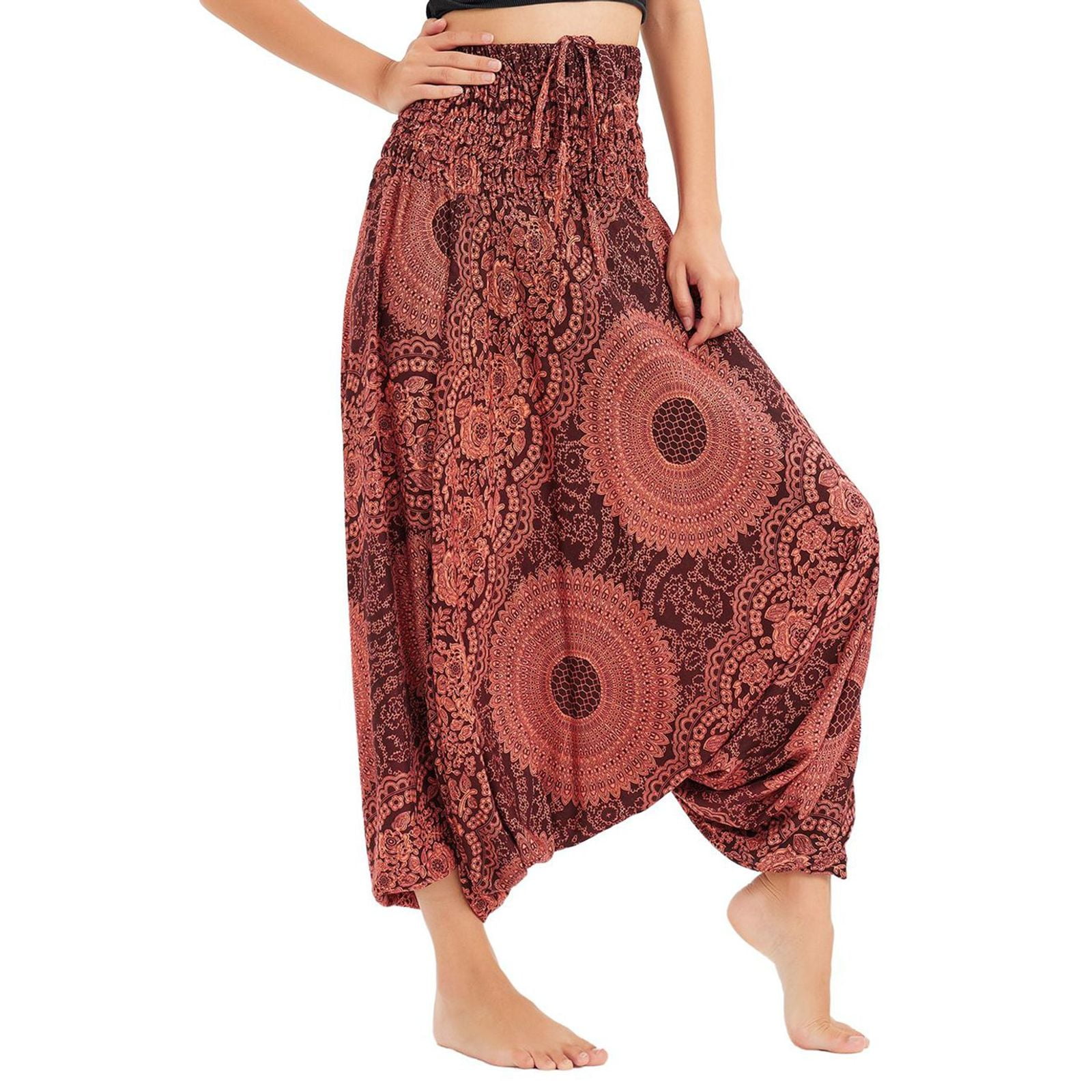 SWSMCLT Women's Boho Yoga Pants Soft Hippie Bohemian Dance Beach Pants ...