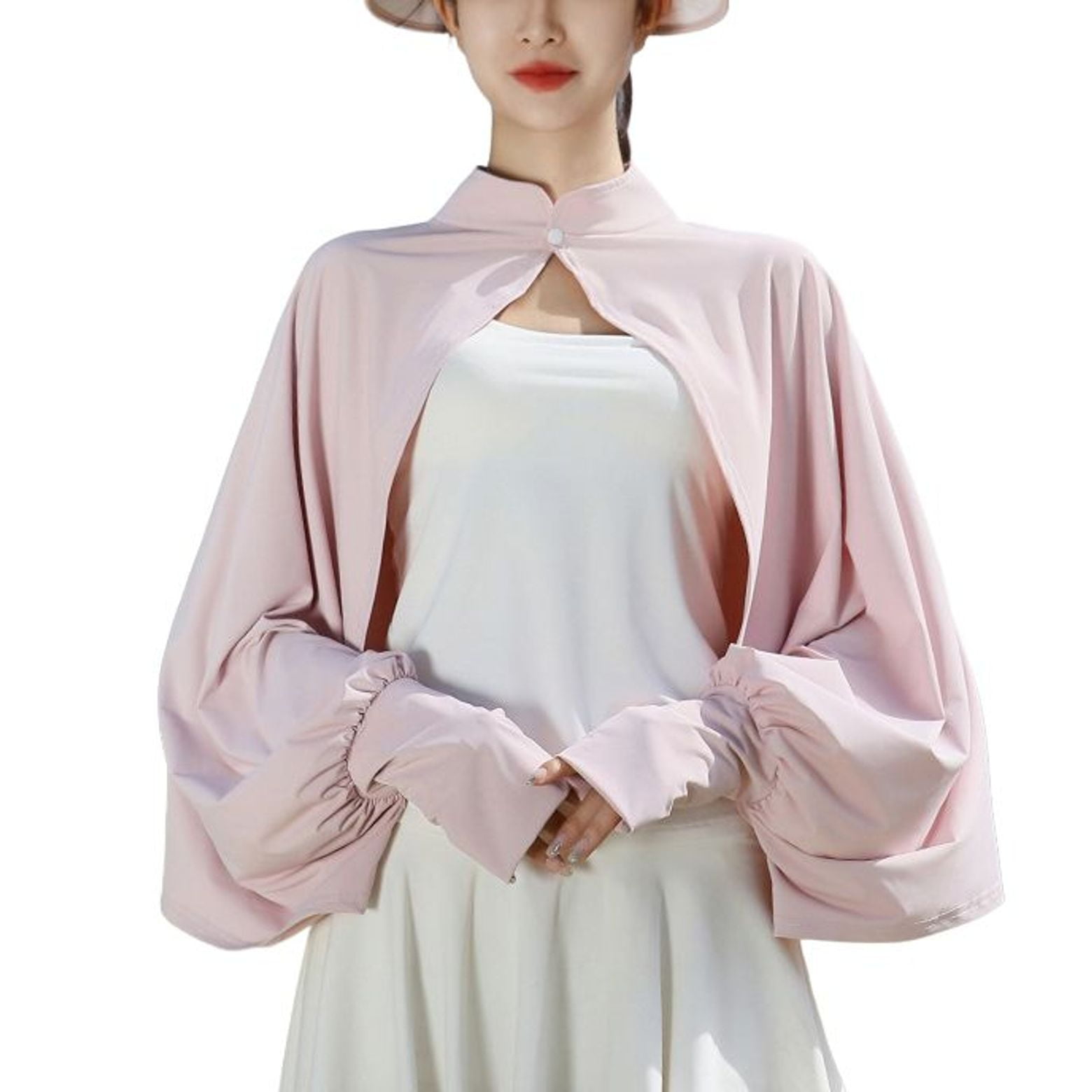 SWSMCLT Women's Bolero Shrug Soft Capelet Shawl Cropped Lantern Sleeve ...