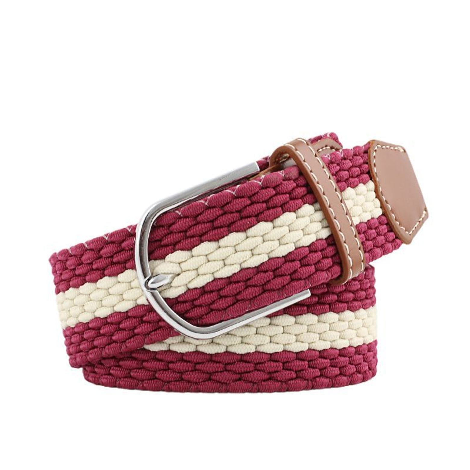 SWSMCLT Women's Braid Belt Holeless Belt Buckle Canvas Chic D Ring ...