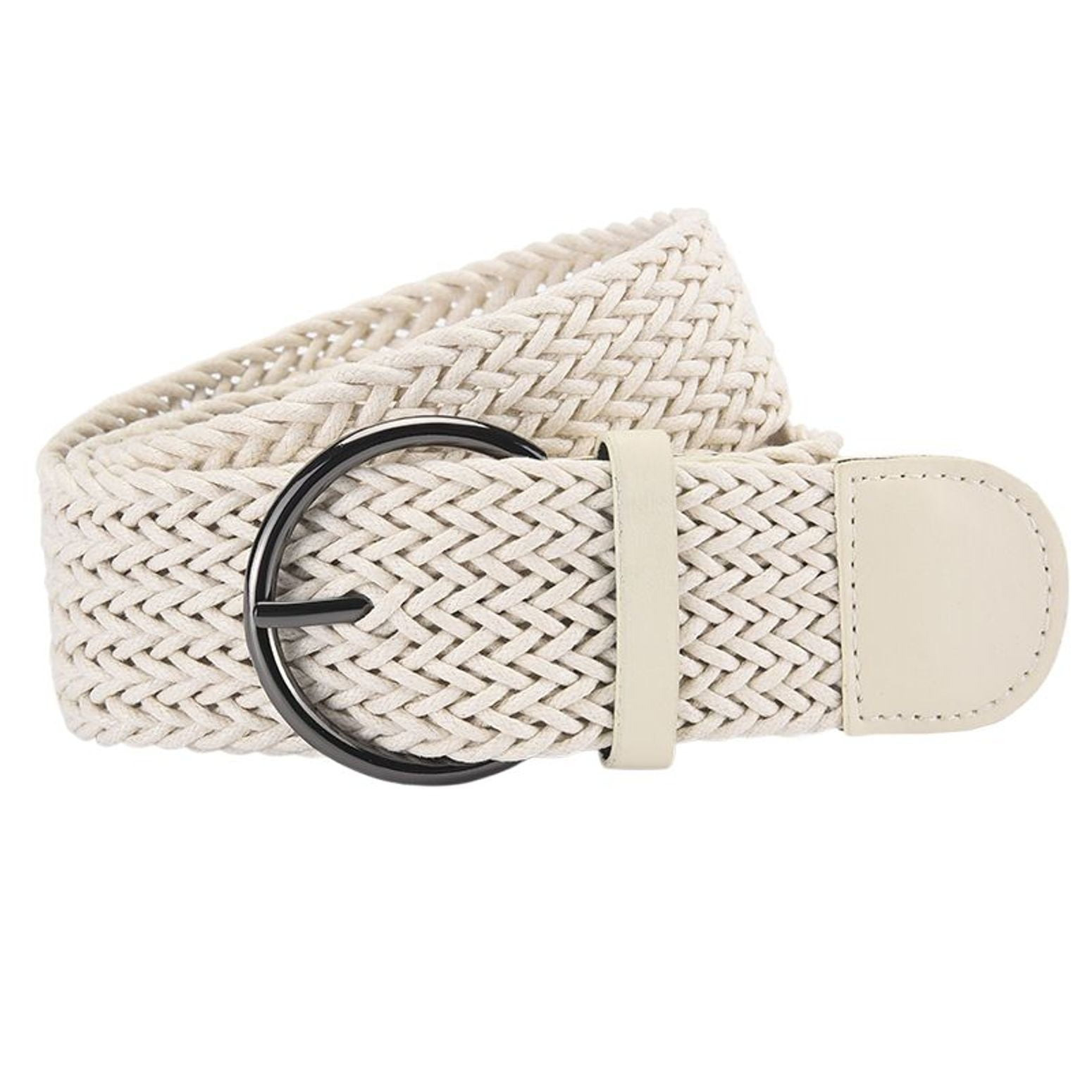 SWSMCLT Women's Buckle Belt Faux Leather Braided Travel Holeless Casual ...