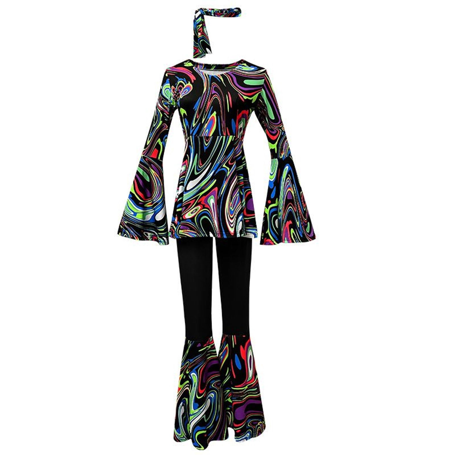SWSMCLT Women's Chic 60s 3 Pack Outfit Set Elastic Band Fall Flare ...