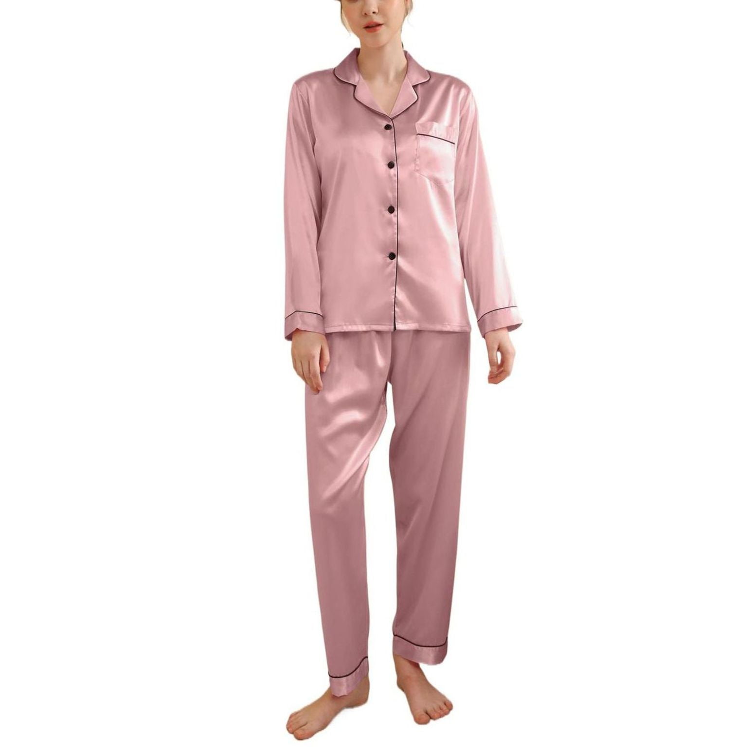 SWSMCLT Women's Cool Loose Pajama Set Chic Lounge Set Button Loungewear ...