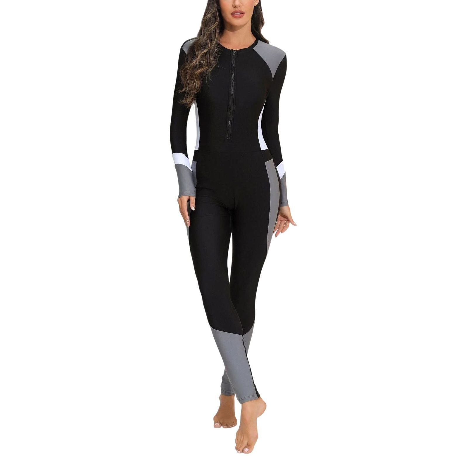 SWSMCLT Women's Curvy Rash Guard Bathing Suit Long Sleeve Longline ...