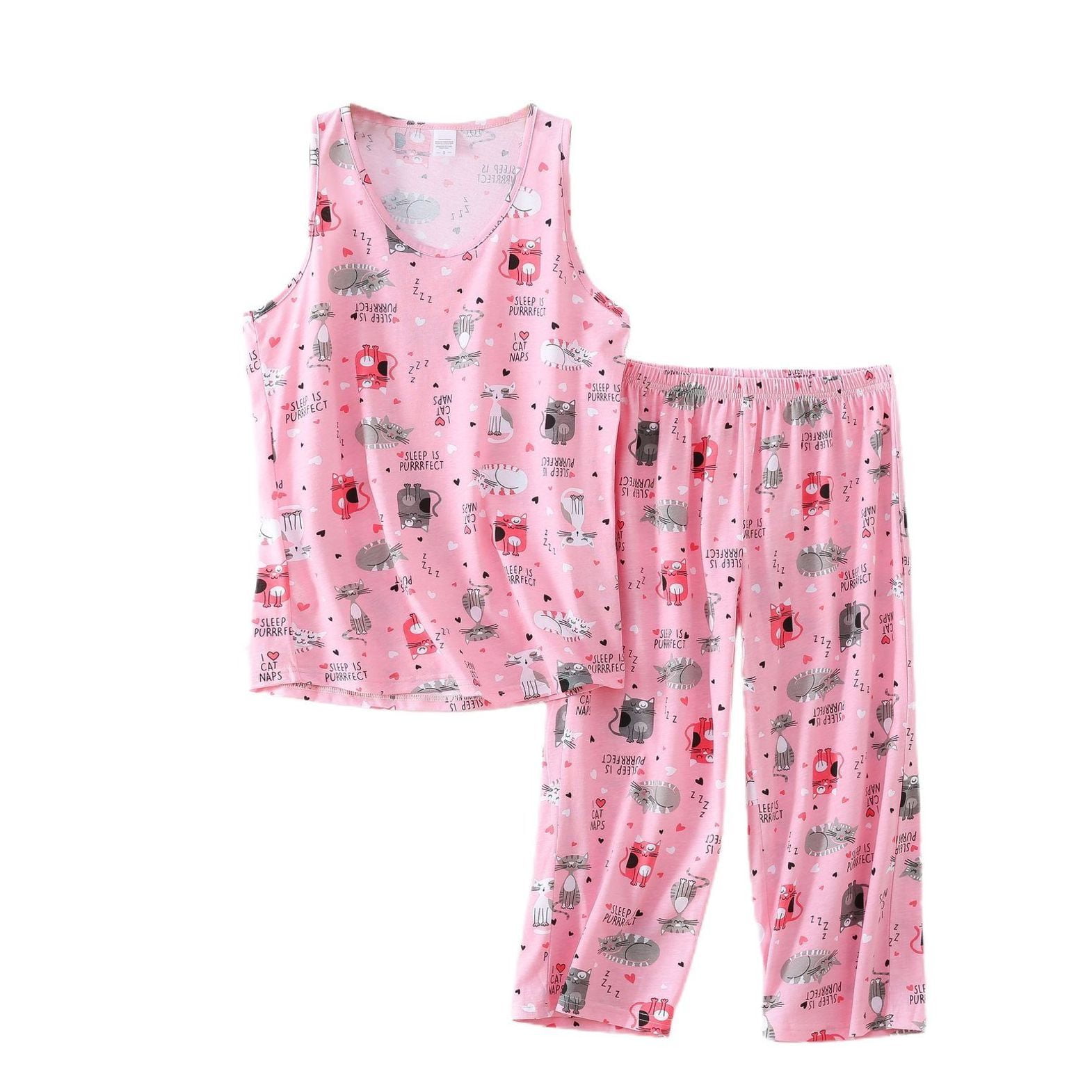 SWSMCLT Women's Cute Pajama Set Patterned Cotton 2 Piece Lounge Set ...