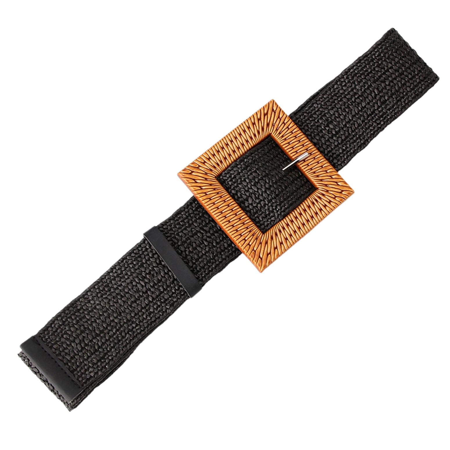 SWSMCLT Women's Elastic Braided Belt Summer Chunky Belt Plastic Buckle ...