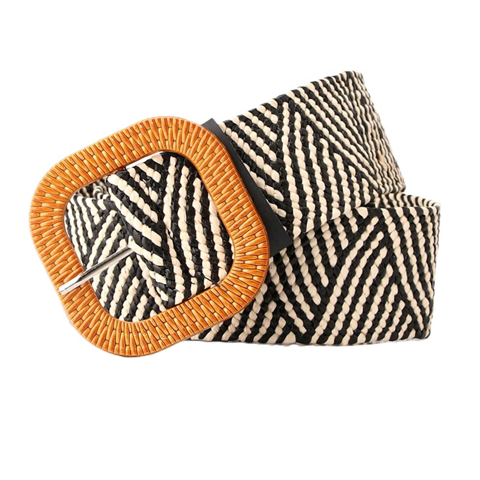 SWSMCLT Women's Elastic Braided Web Belt Flexible Braided Belt Square ...