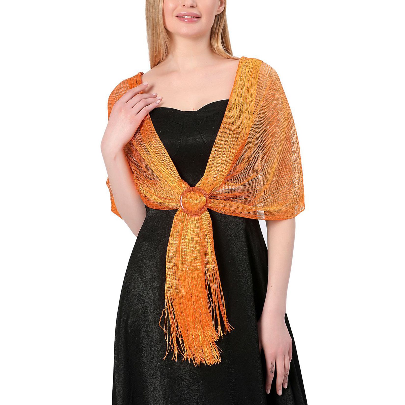 SWSMCLT Women's Fall Shawl Metallic Fringe Scarves Wedding Sheer Swing ...