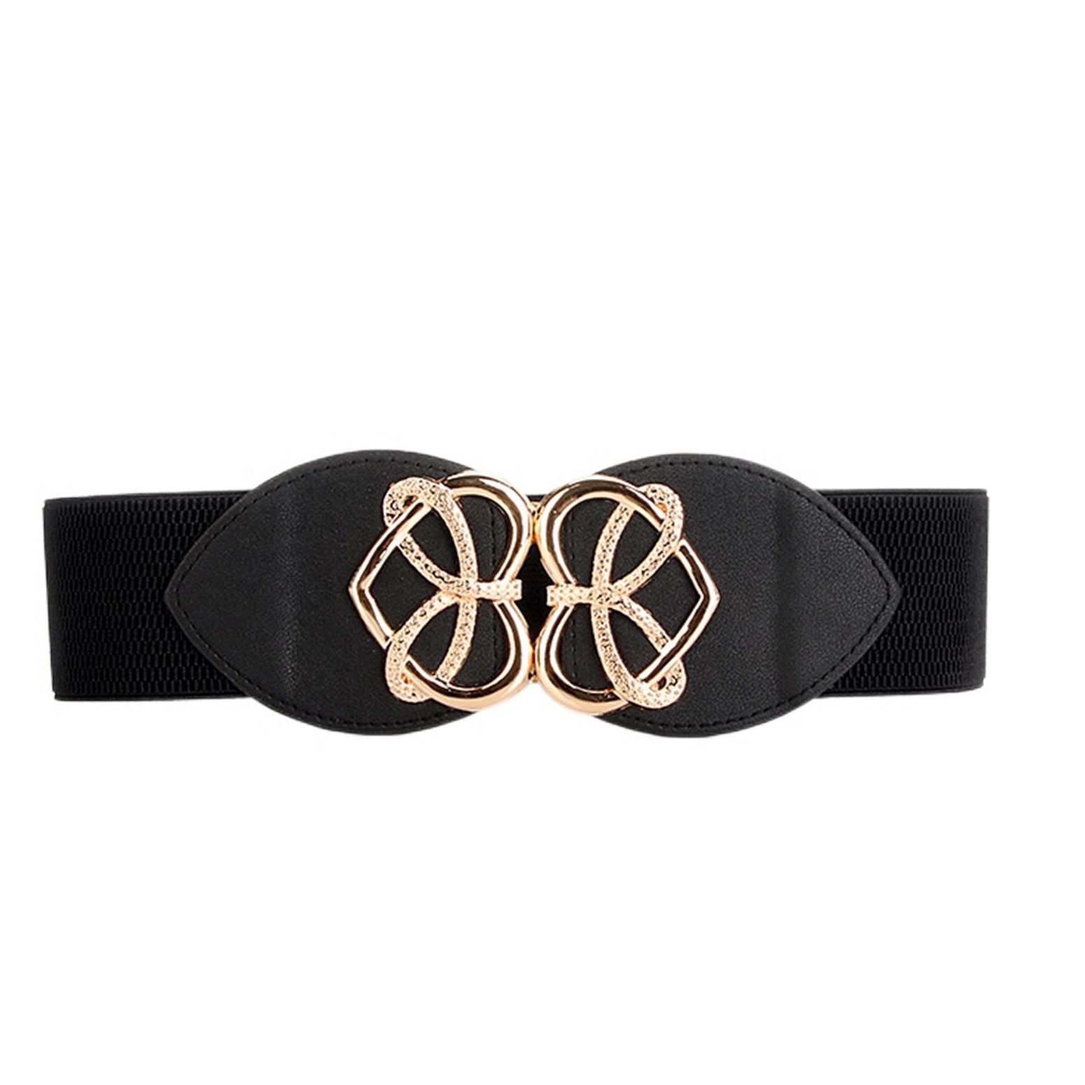 SWSMCLT Women's Fashion Faux Leather Elastic Belt Thick Belt For Dress ...