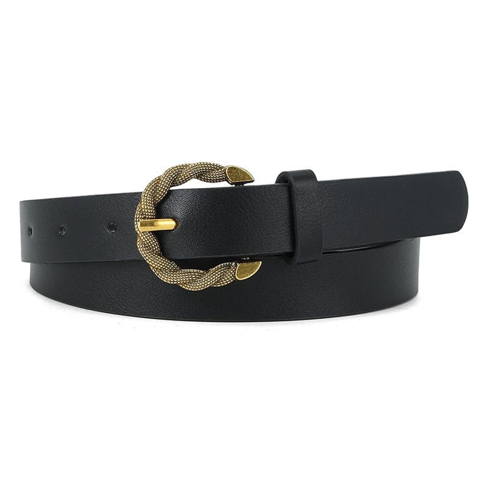 SWSMCLT Women's Fashion Summer D Ring Faux Leather Belt Metal Buckle ...