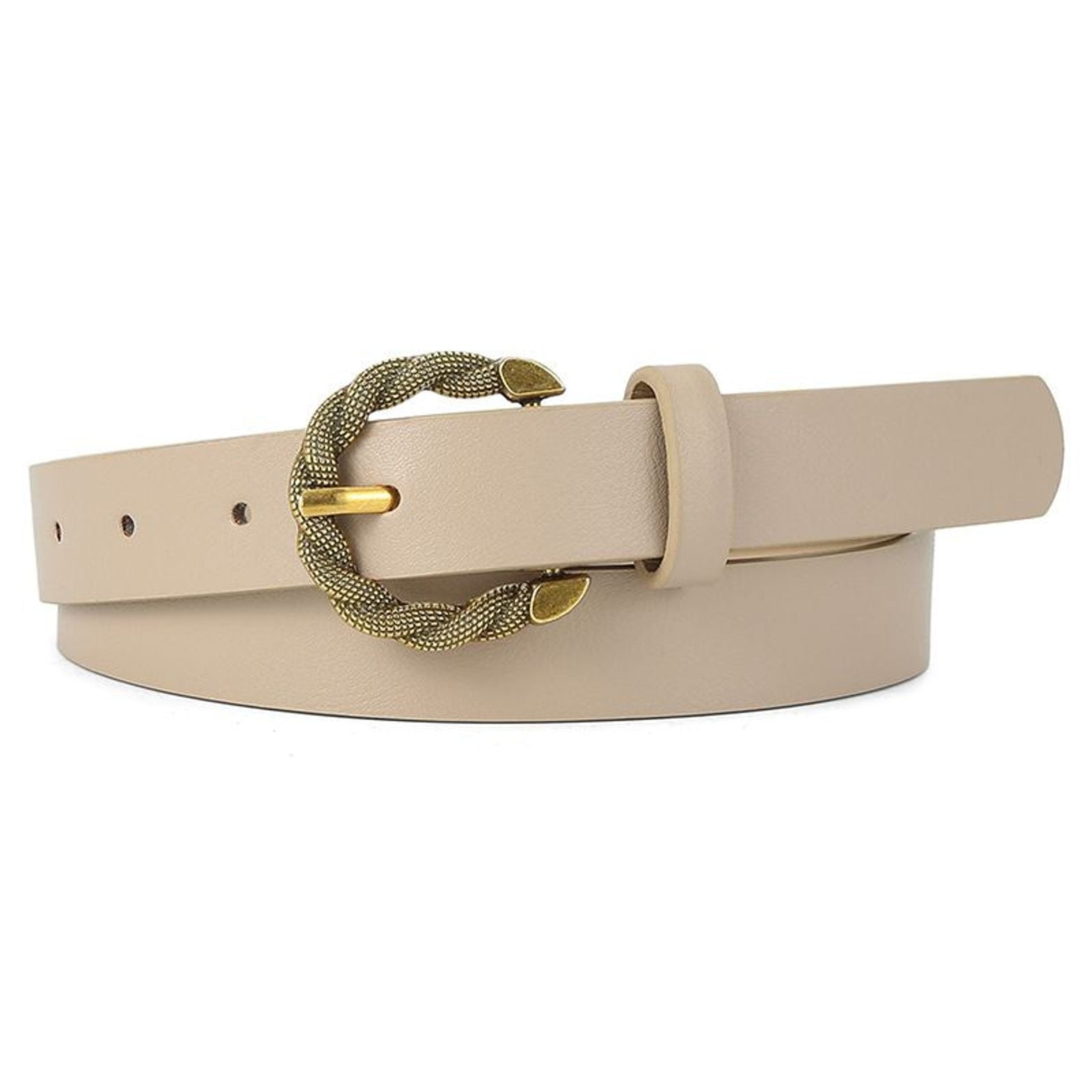SWSMCLT Women's Fashion Summer D Ring Faux Leather Belt Metal Buckle ...