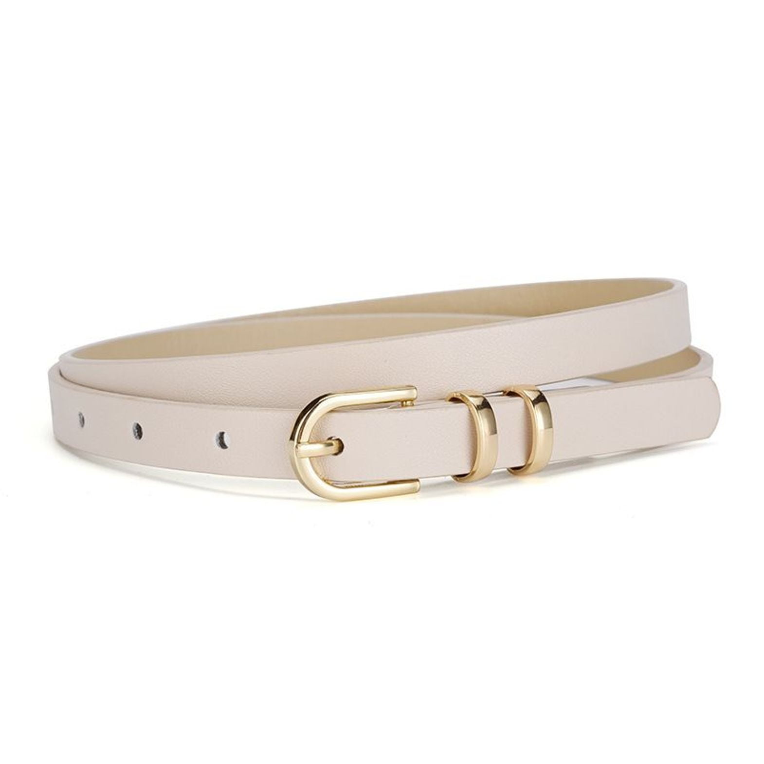 SWSMCLT Women's Faux Leather Metal Buckle Skinny Belt Buckle Basic ...