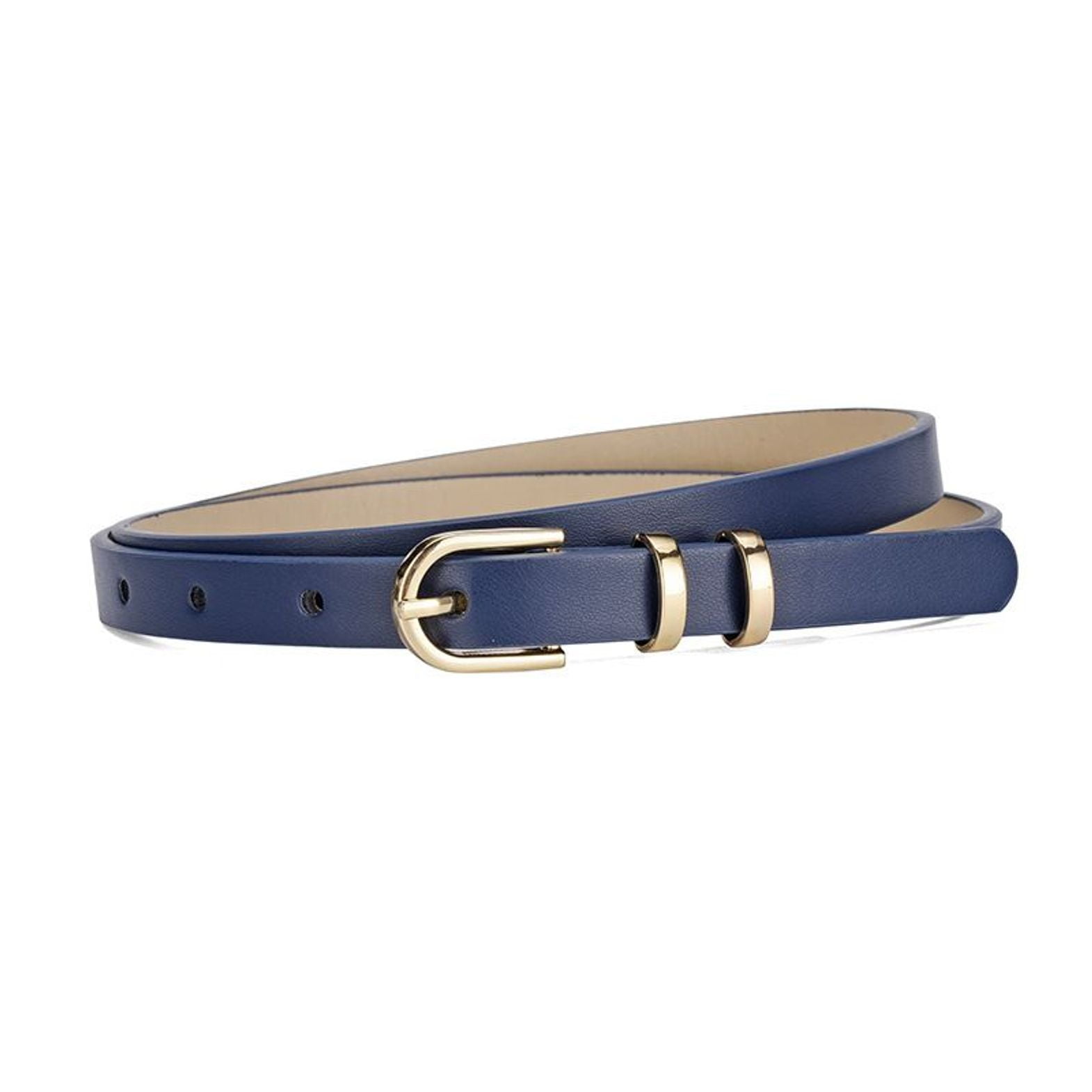 SWSMCLT Women's Faux Leather Metal Buckle Skinny Belt Buckle Basic ...