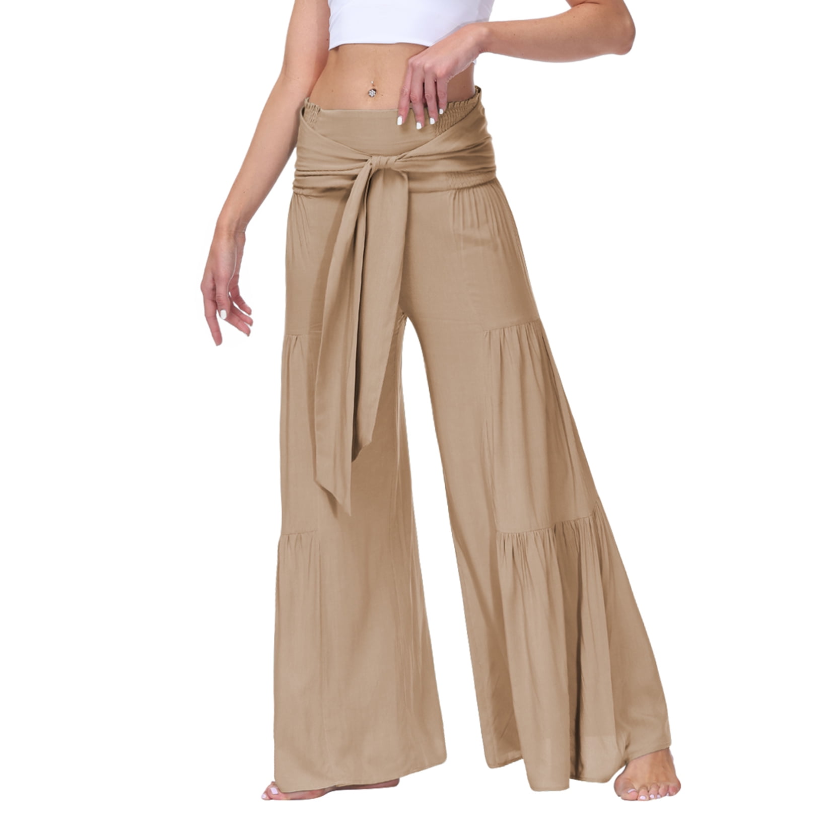 SWSMCLT Women's Flowy Pant Wide Leg Palazzo Pleated Flared Long ...