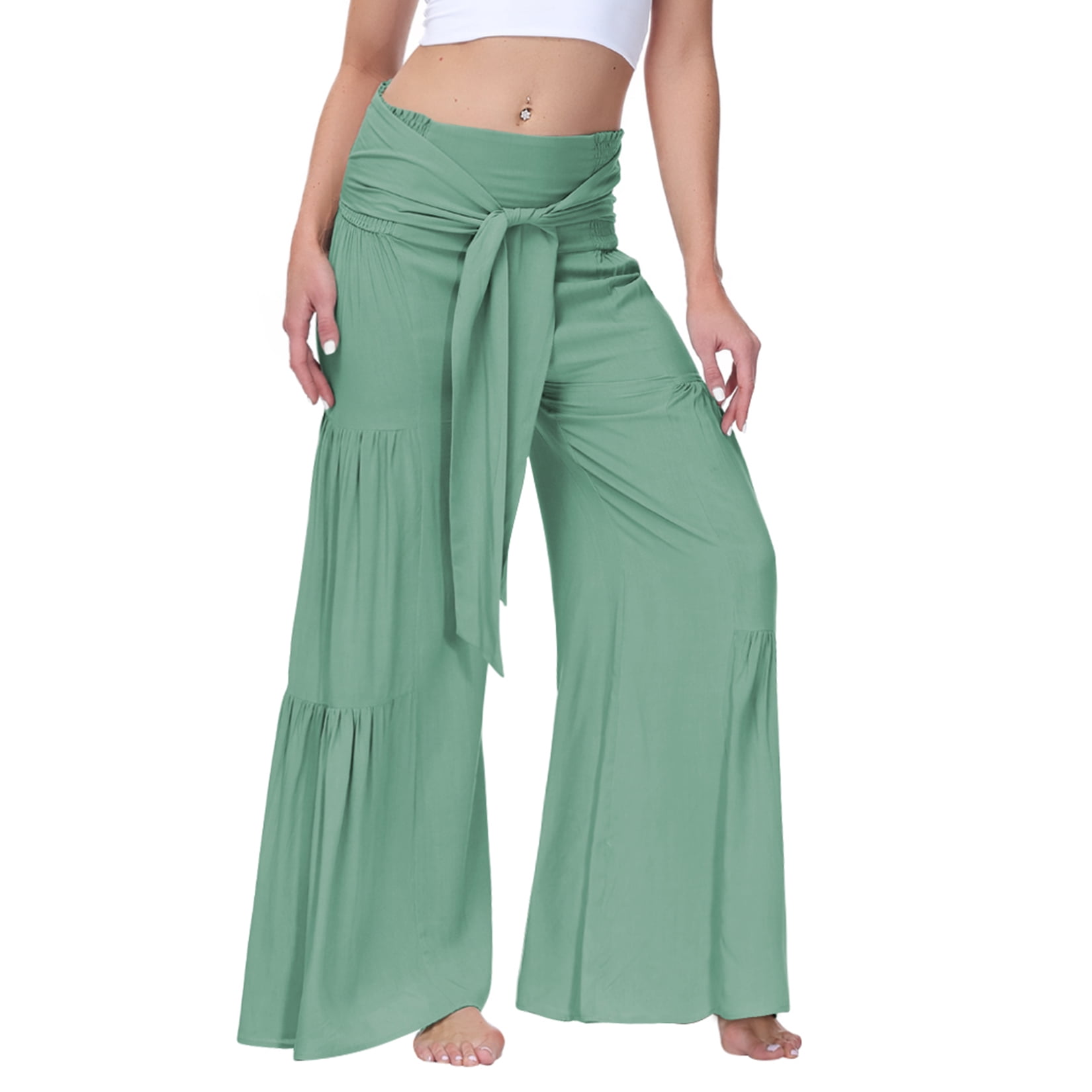 SWSMCLT Women's Flowy Pant Wide Leg Palazzo Pleated Flared Long ...
