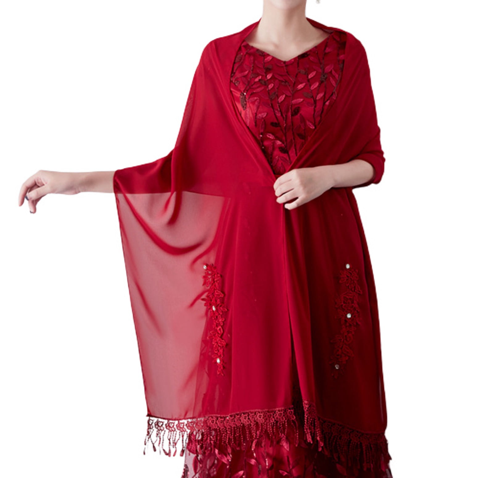 SWSMCLT Women's Fringe Pashmina Winter Shawl Open Front Semi Formal ...