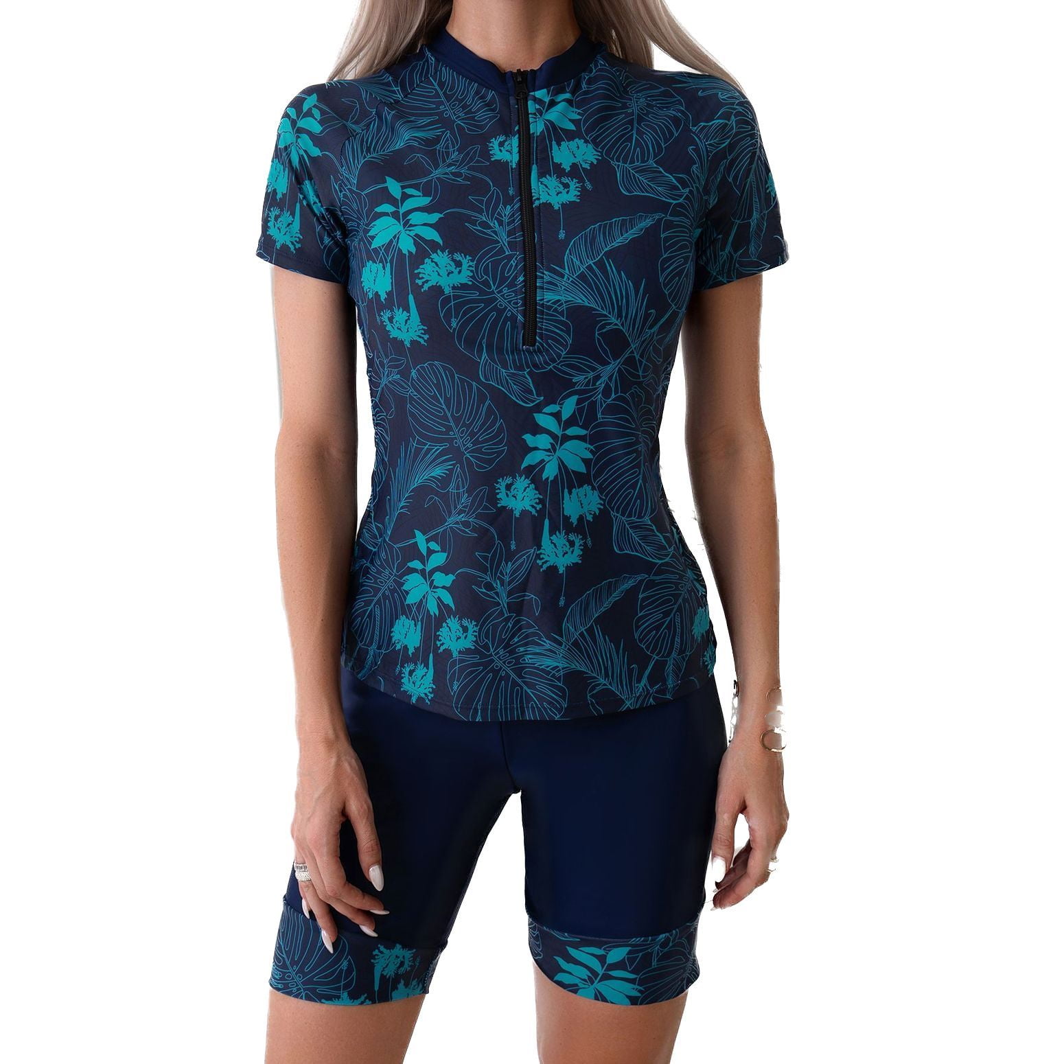 SWSMCLT Women's Half Zip Up Rash Guard 2 Piece Surfing Scuba Diving ...