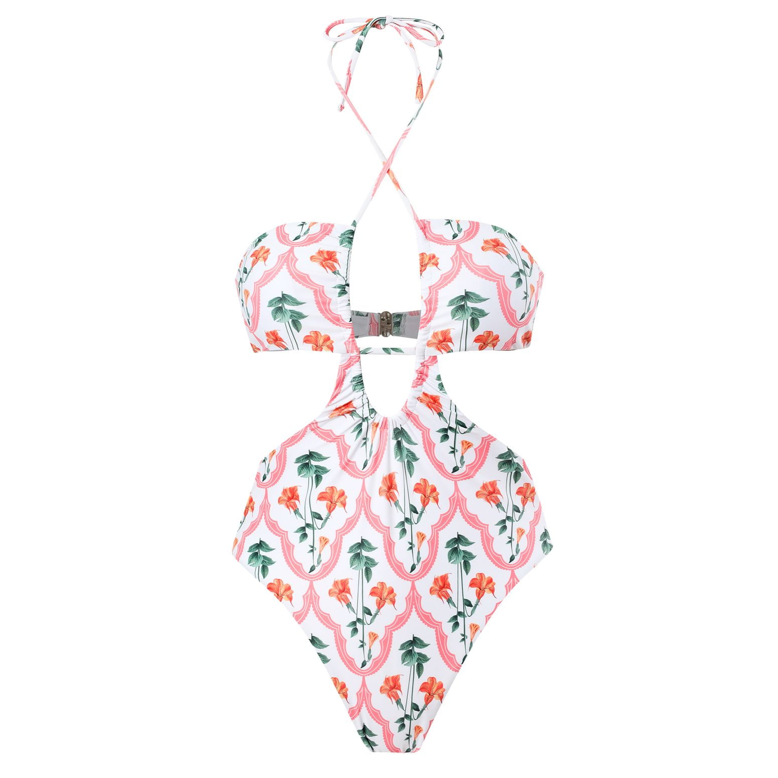 SWSMCLT Women's Halter Slimming Ruched Bathing Suit Sexy One Piece ...