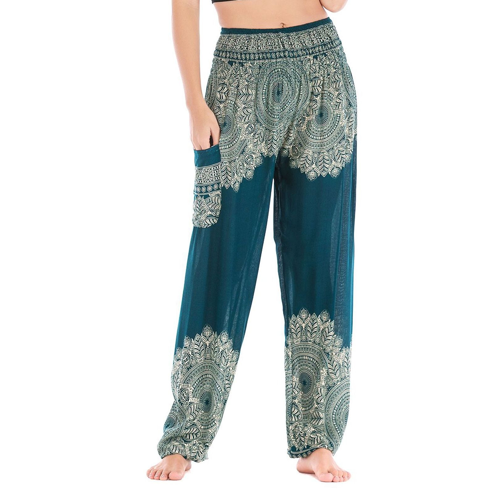 SWSMCLT Women's Hippie Pants Boho Yoga Soft Indian Cool Loose Yoga ...