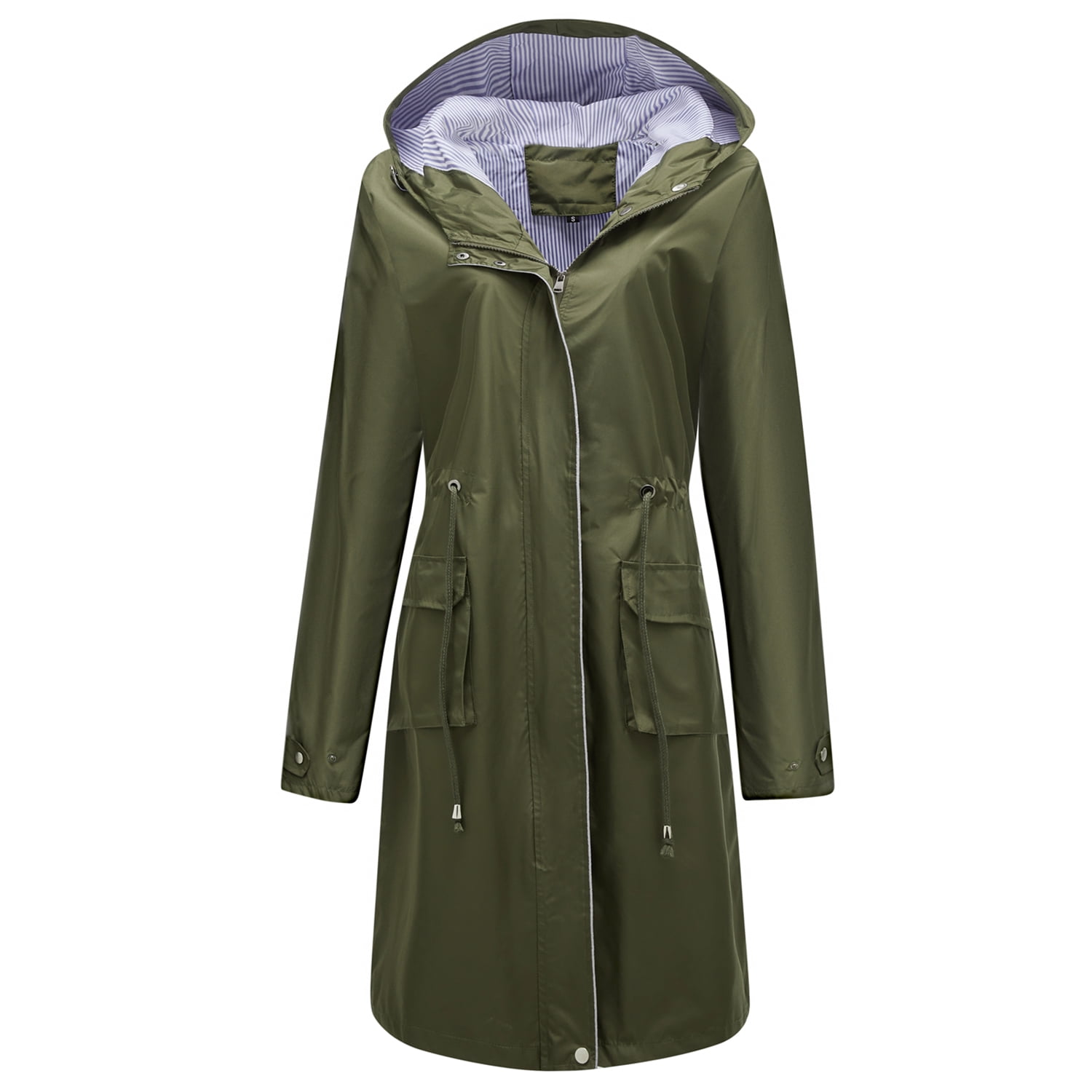 SWSMCLT Women's Hooded Rain Jacket Long Raincoat Casual Full Zip Anorak ...