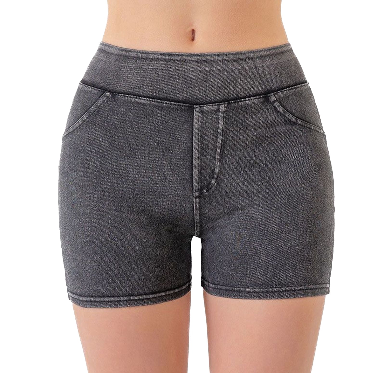 SWSMCLT Women's Jean Shorts Gym Denim Shorts Mid Rise Stretchy Yoga ...
