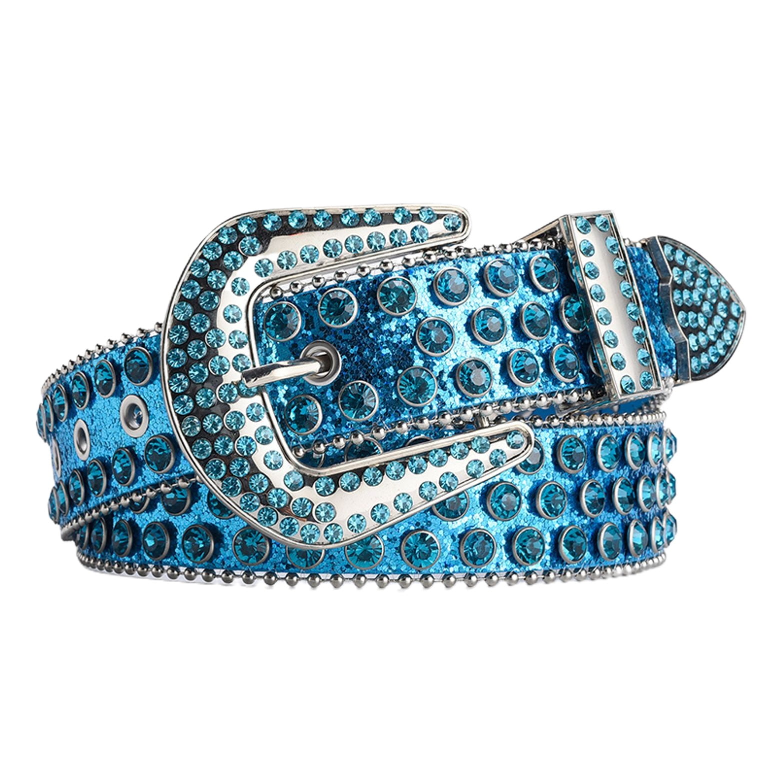 SWSMCLT Women's Jeweled Belt Fashion Halloween Metal Patent Leather ...