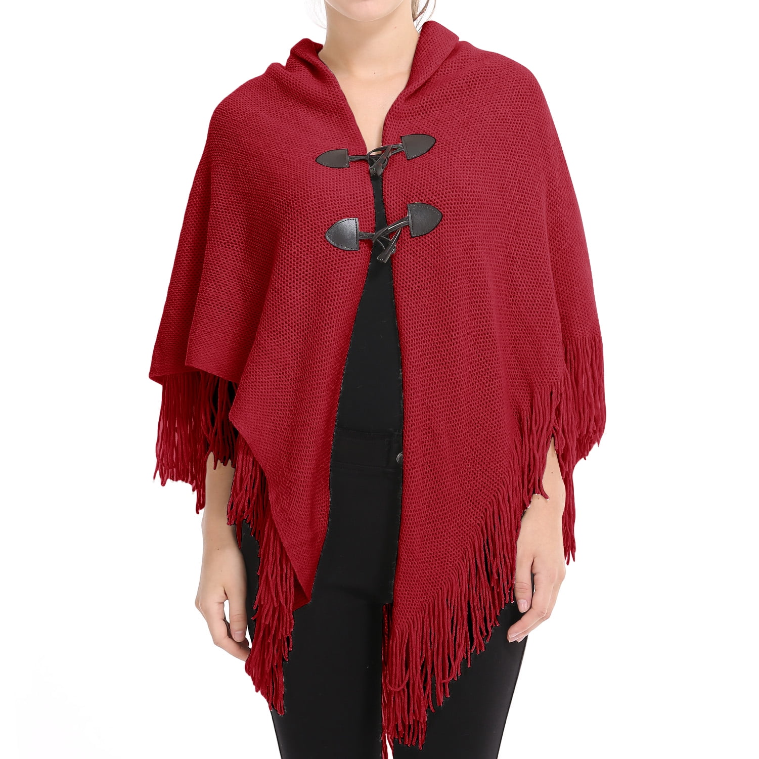 SWSMCLT Women's Knit Poncho Cardigan Sweater Solid Knitted Adult ...