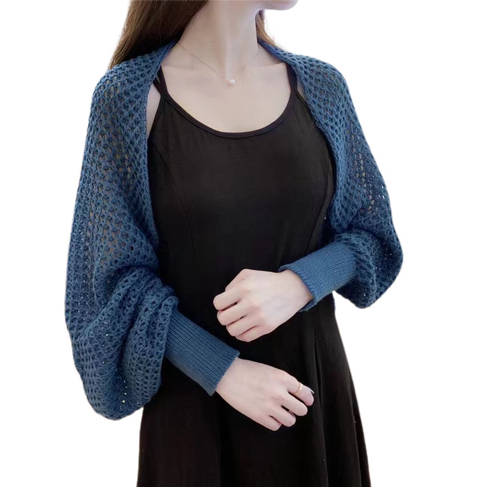 SWSMCLT Women's Knitted Bolero Knit Short Top Soft Cutout Cardigan Long Sleeve Shrug Sweaters ...