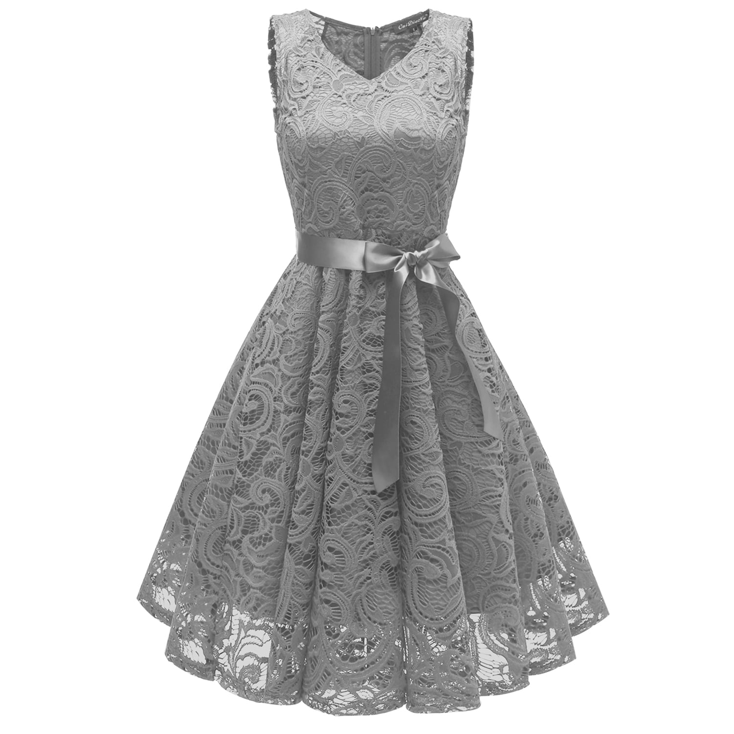 SWSMCLT Women's Lace Dress Semi Formal Cocktail Sleeveless Dresses V ...