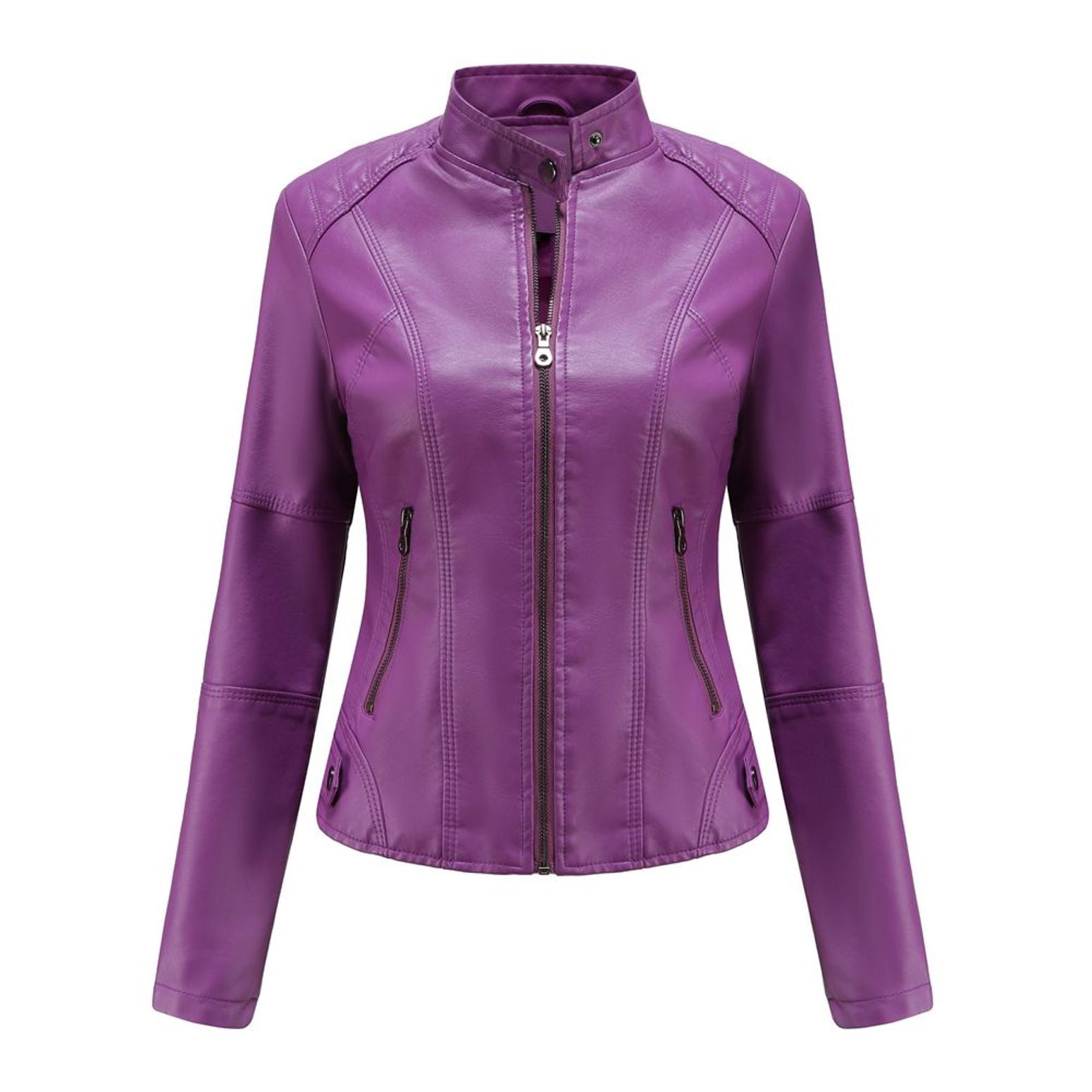 SWSMCLT Women's Long Sleeve Coat Faux Leather Snow Leather Jacket ...