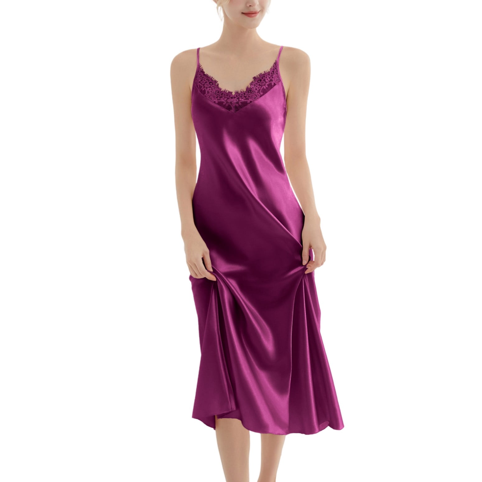 SWSMCLT Women's Light Chemise Slip Nightgown Modern Low Back Cami Night ...