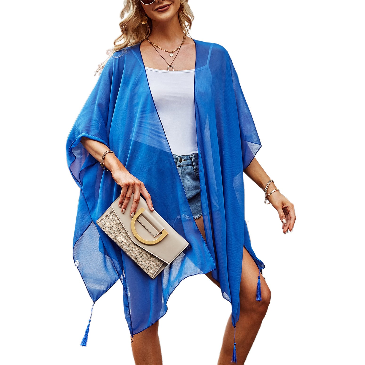 SWSMCLT Women's Lightweight Holiday Open Front Mesh See Through Bathing ...